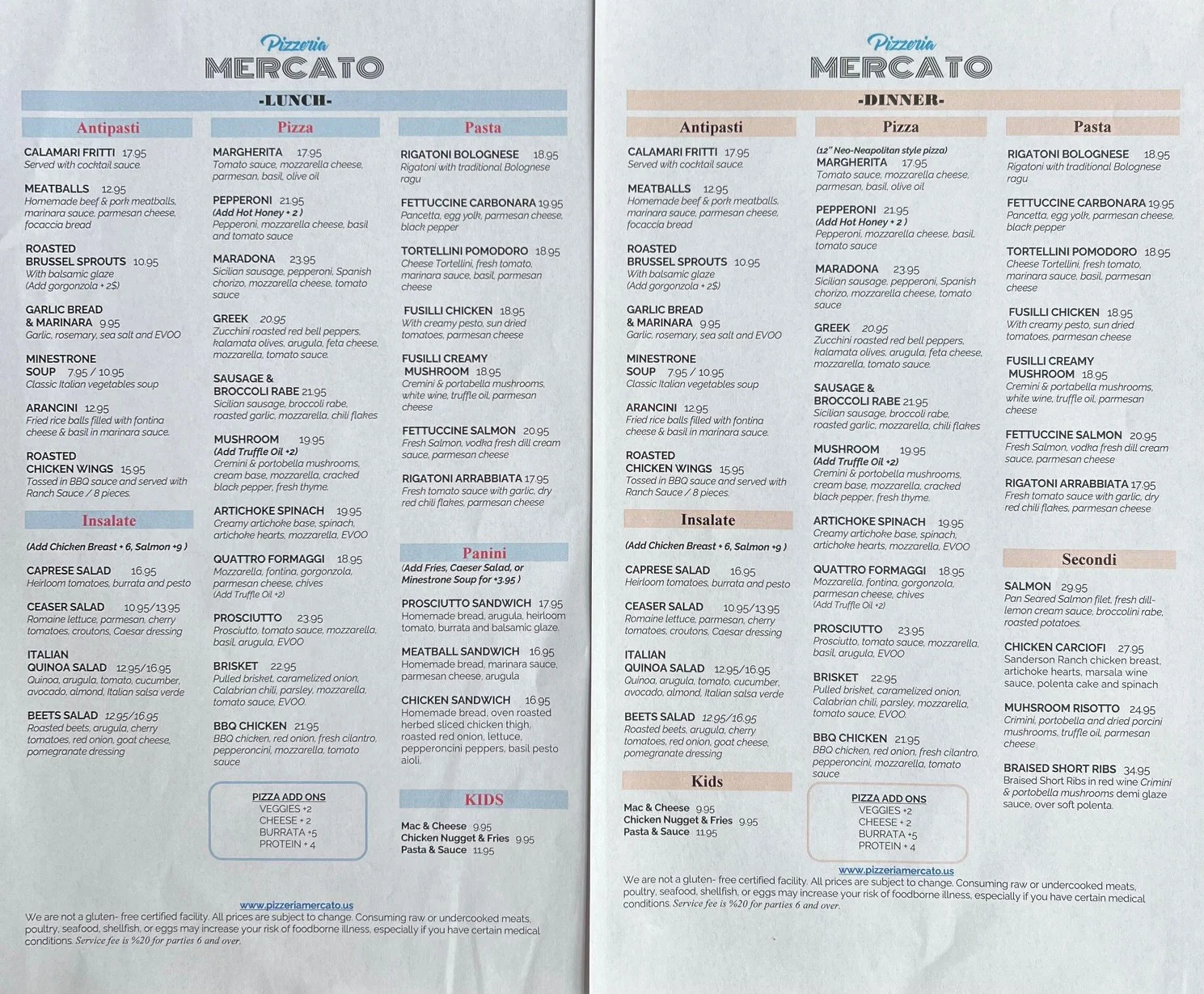 Menu — PIZZERIA MERCATO