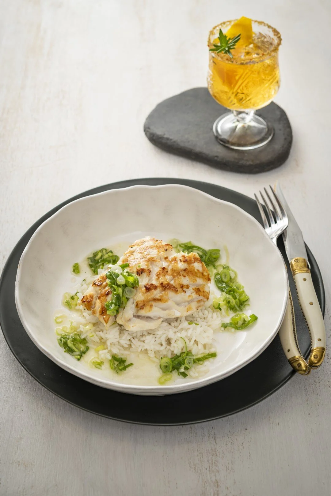 Grilled Hapuka with Spring Onion, Garlic, Ginger Lime Dressing and ...