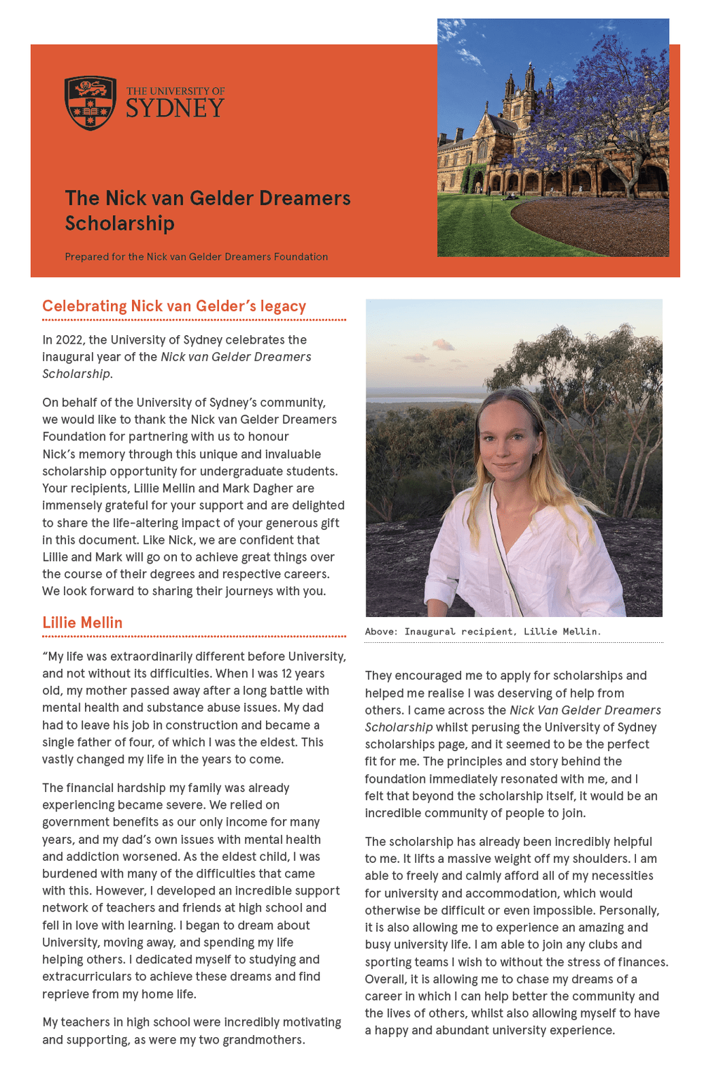 2022 Scholars — Nick van Gelder Dreamers Foundation