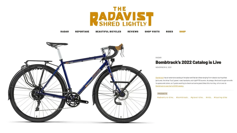 Our 2022 range at “The Radavist” blog (US) — BOMBTRACK