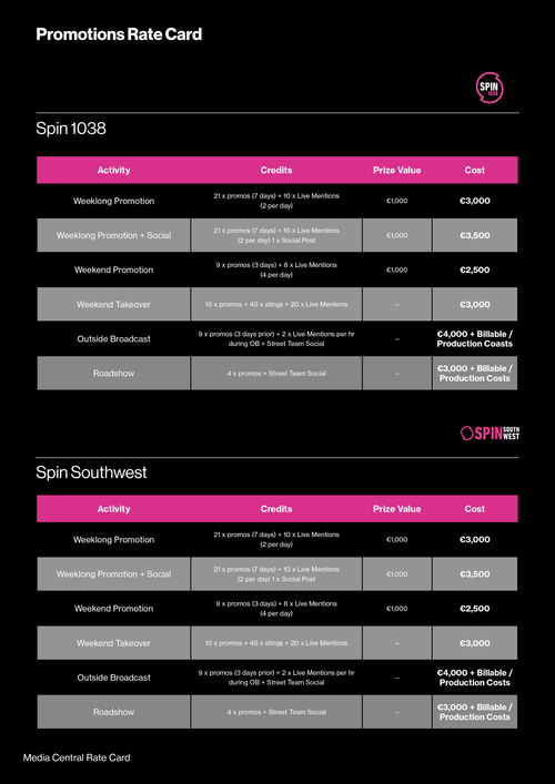 RATE CARD Media Central