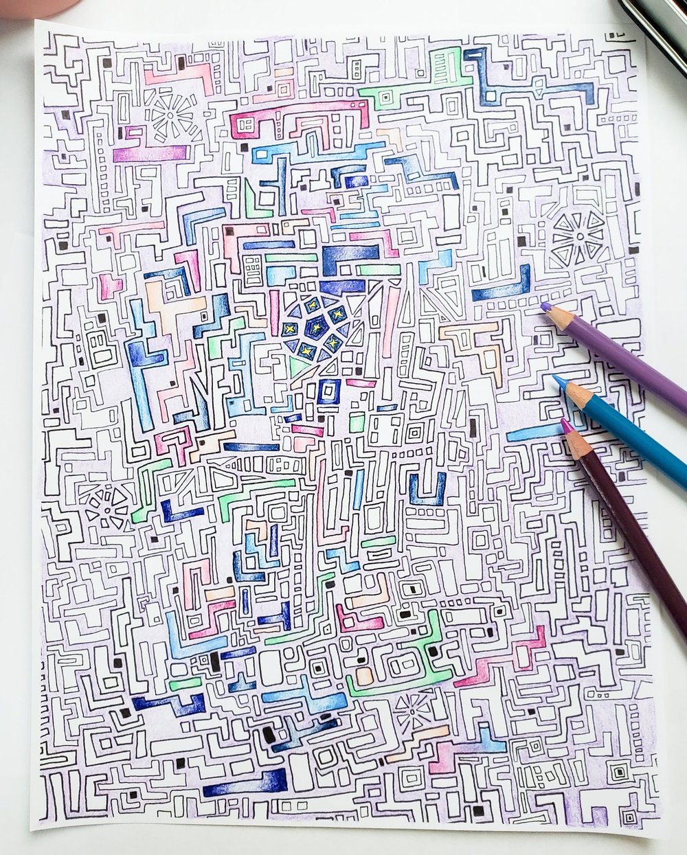 Complex Doodle Adult Coloring Page — Alaina Perry
