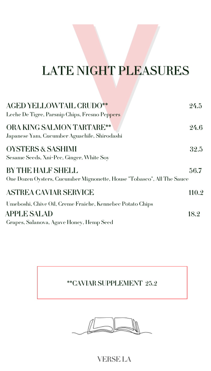 VERSE LA Cuisine | Food Menu — VERSE