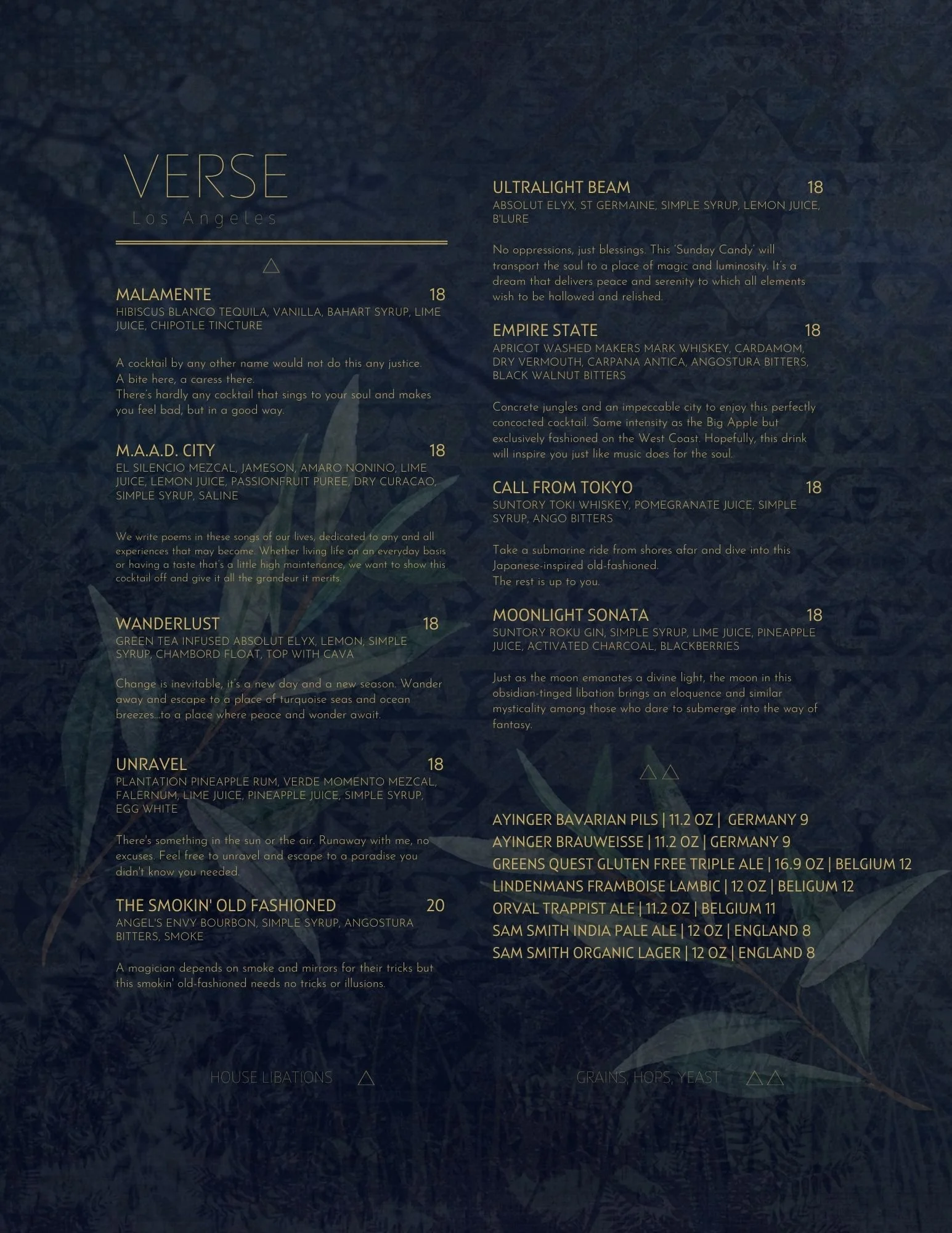 VERSE LA Libation | Drink | Cocktail | Menu — FAQ