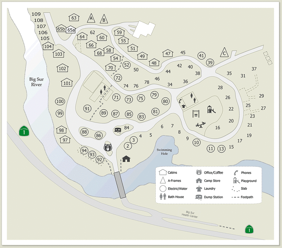 View Our Campground Map Big Sur Campground Cabins View Our Campground Map Big Sur Campground Cabins