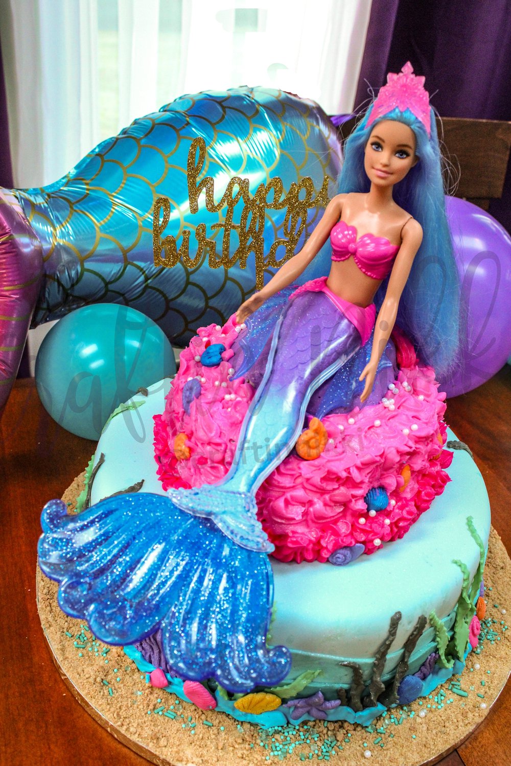 DIY Mermaid Barbie Doll Inspired Cake