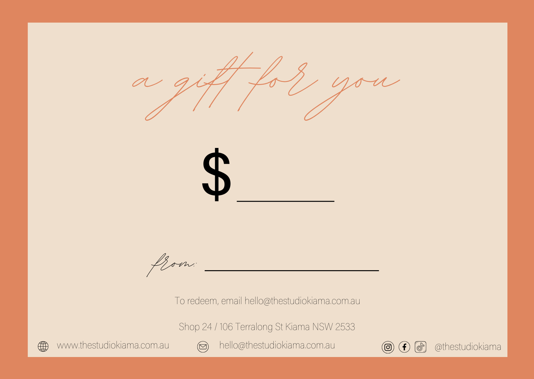 Studio Gift Card - Amount — The Studio