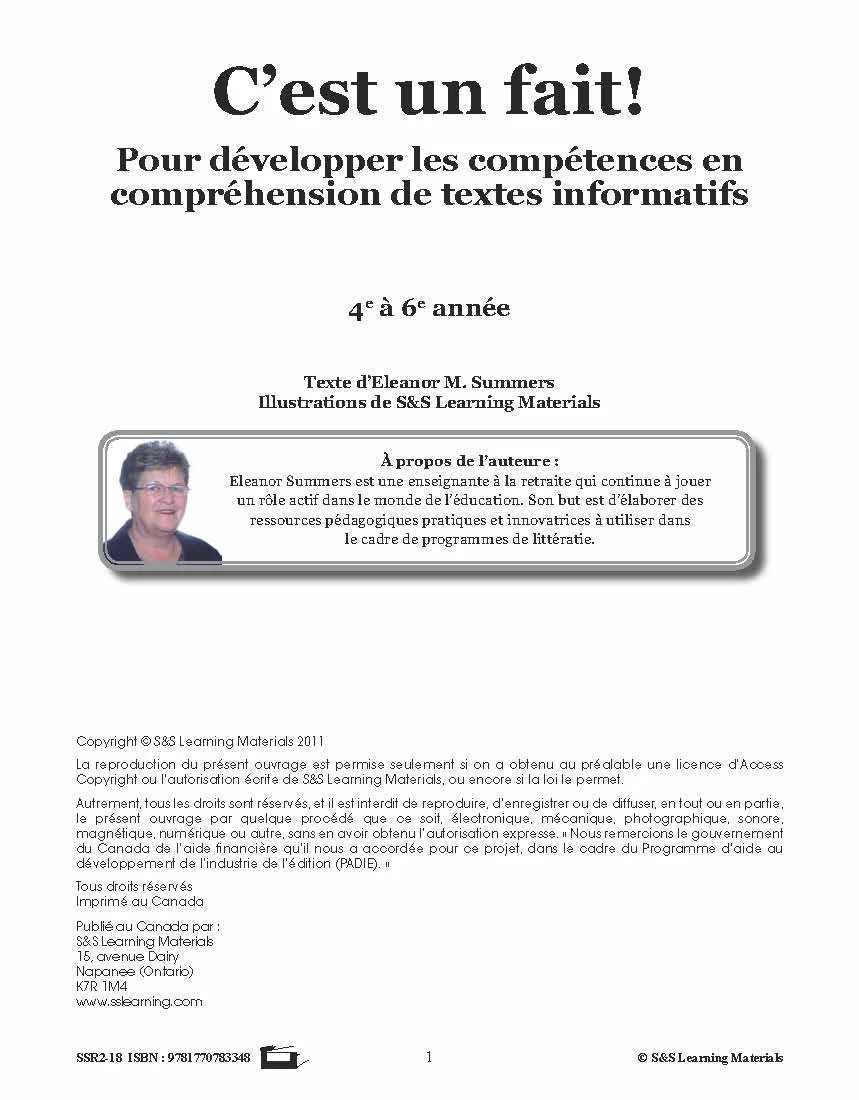 C'est un fait! Compréhension de textes informatifs - 4e à 6e année ...