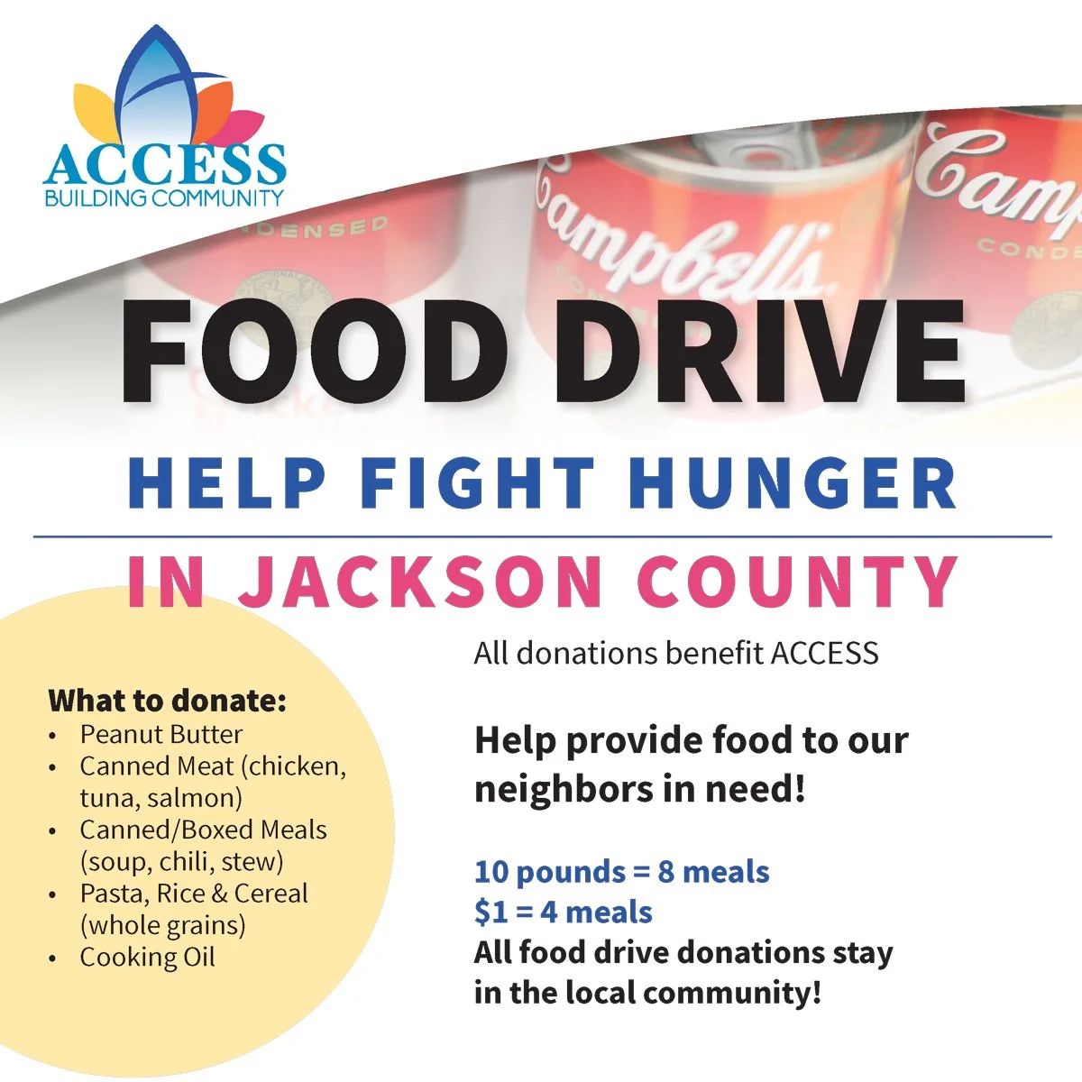 Food Drive for ACCESS + 10% OFF Local Products — Medford Food Co-op