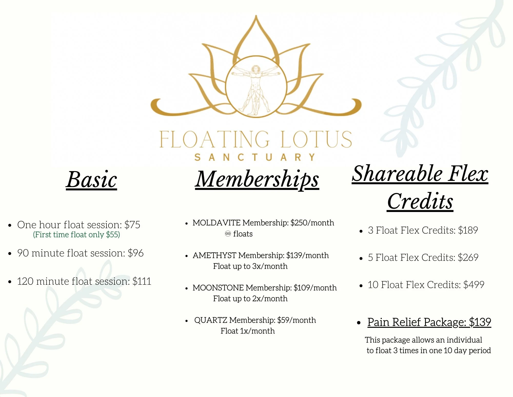 Pricing — Floating Lotus Sanctuary