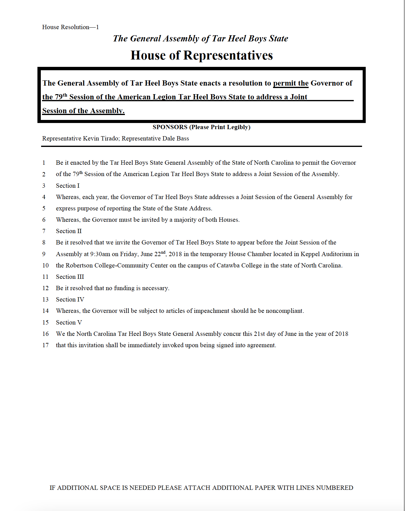 How to Write a Bill — Tar Heel Boys State - Summer Leadership Program ...