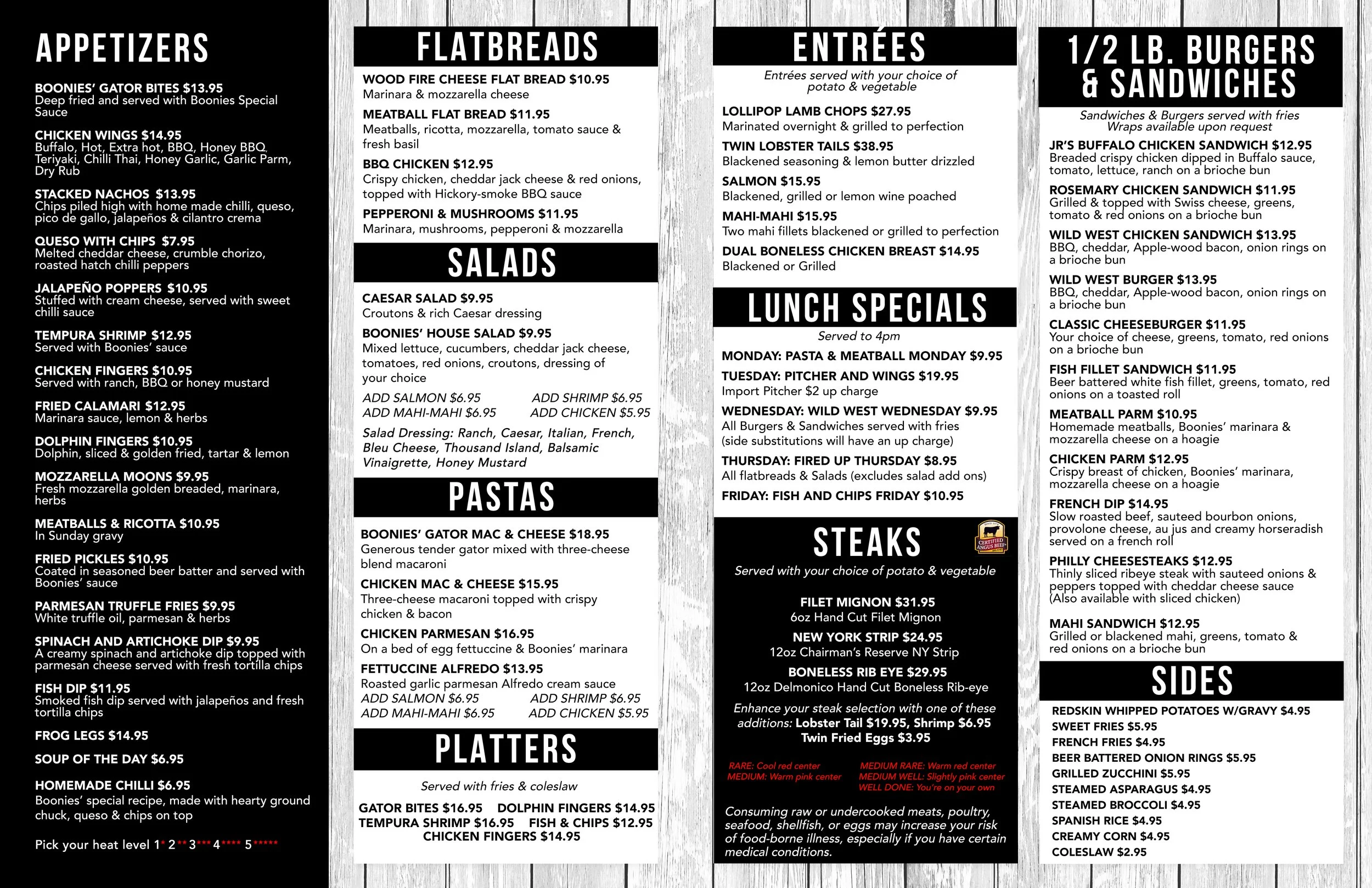 Menu — Boonies Loxahatchee