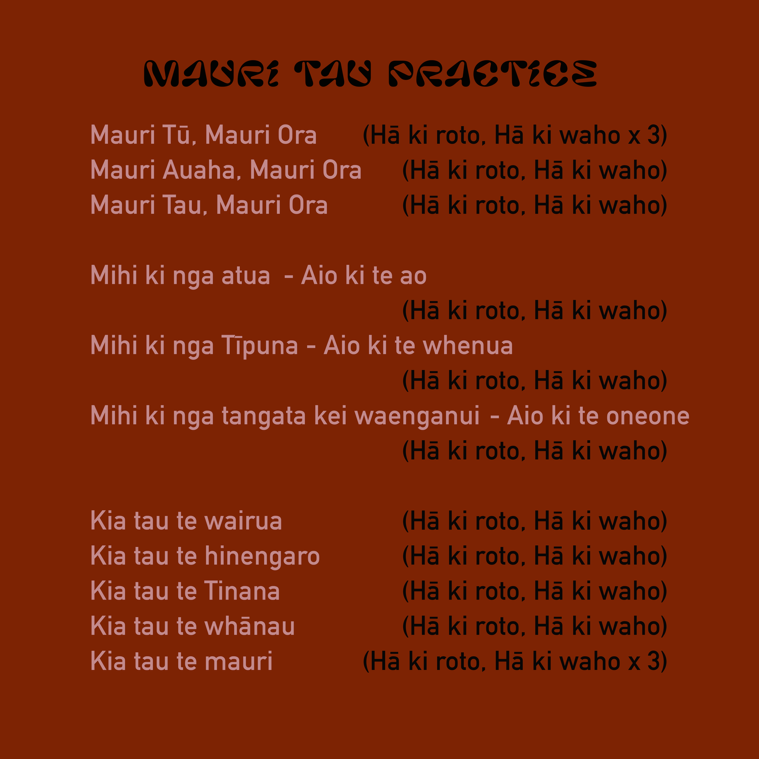 Mauri tau — He Kapunga Oneone