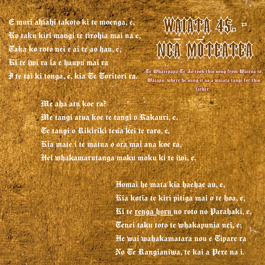 Ngā Mōteatea Hōrū — He Kapunga Oneone