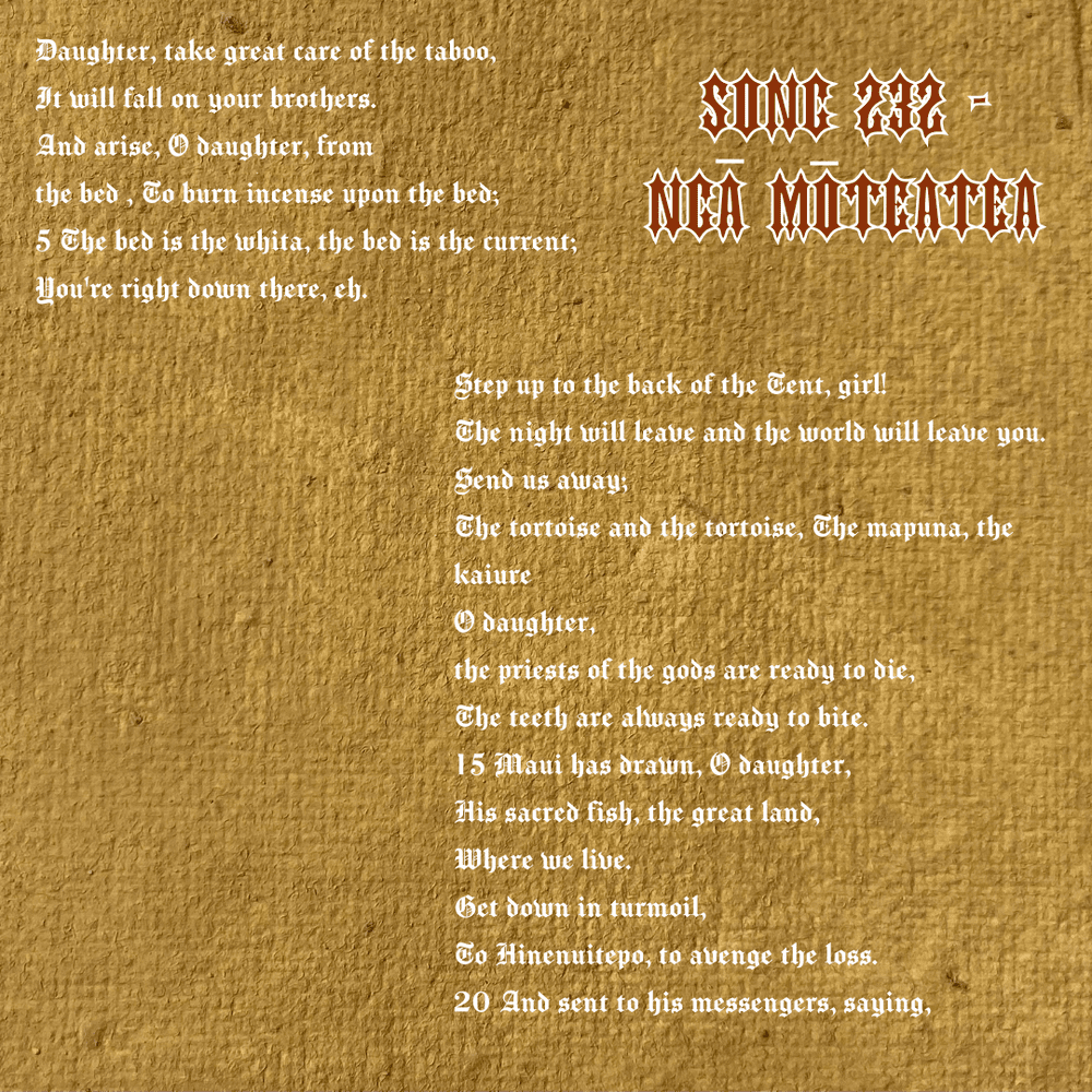 Ngā Mōteatea Hōrū — He Kapunga Oneone