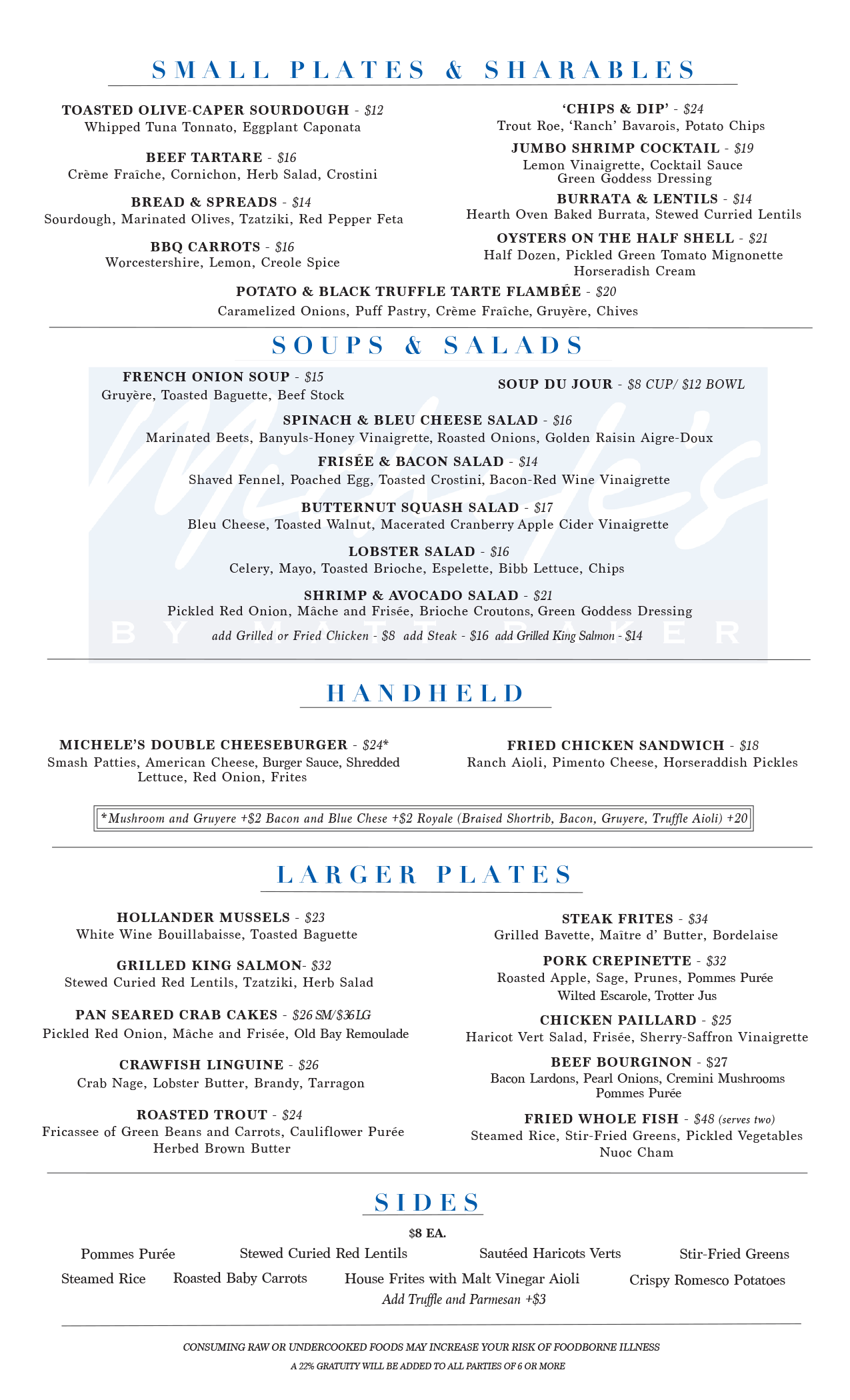 Dinnner Menu — Michele's
