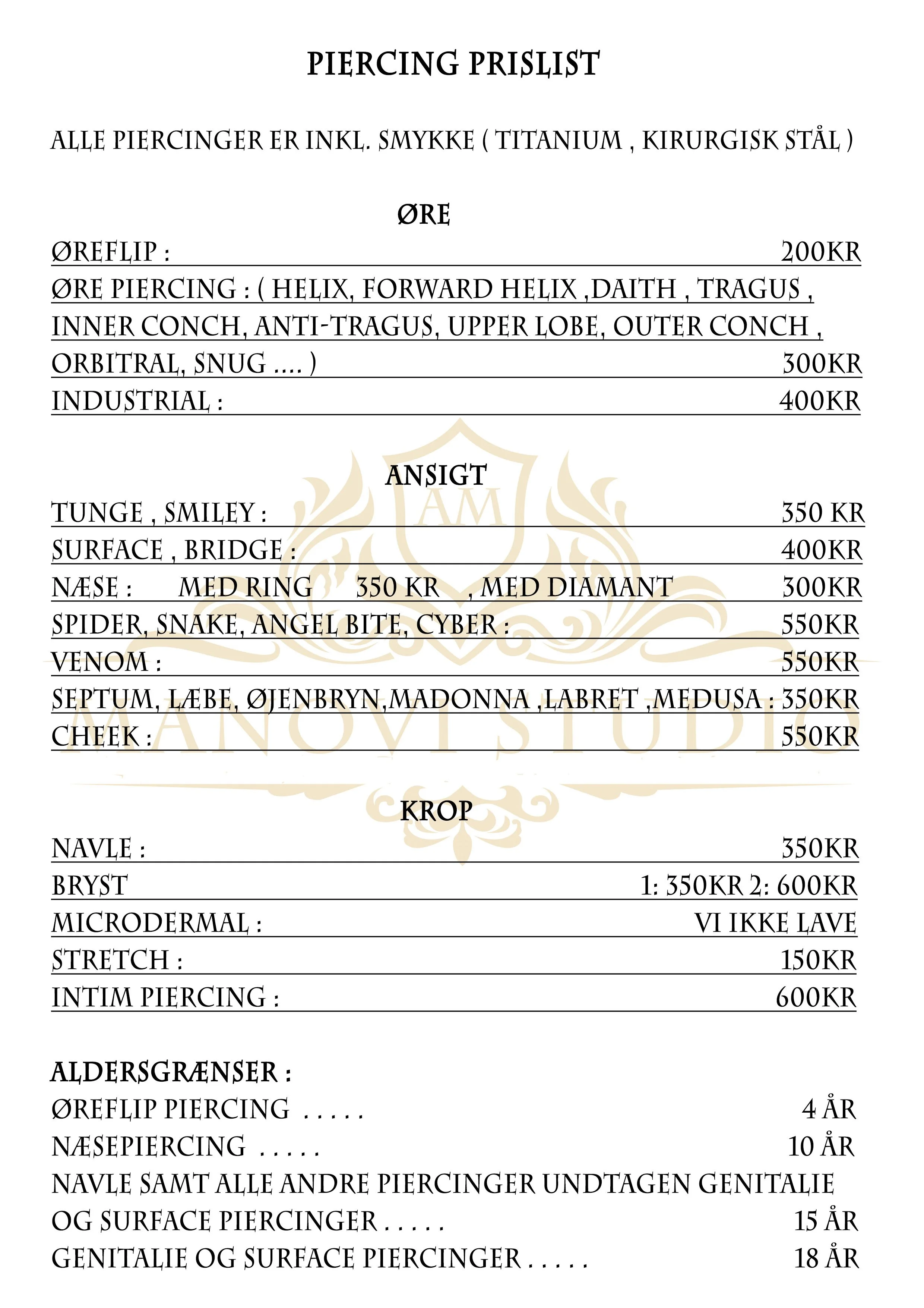 Priser — Manovi Studio