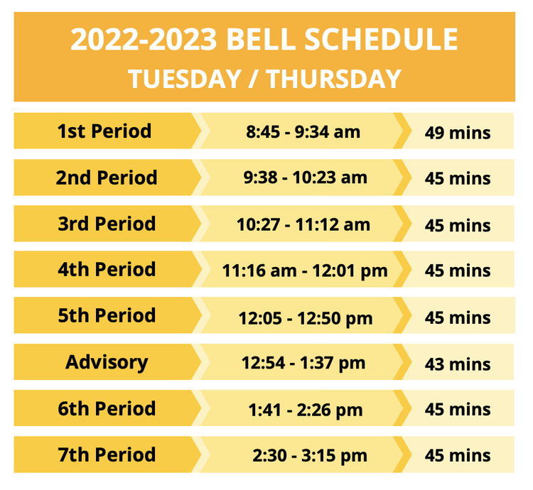 Deal Bell Schedules — Alice Deal Middle School
