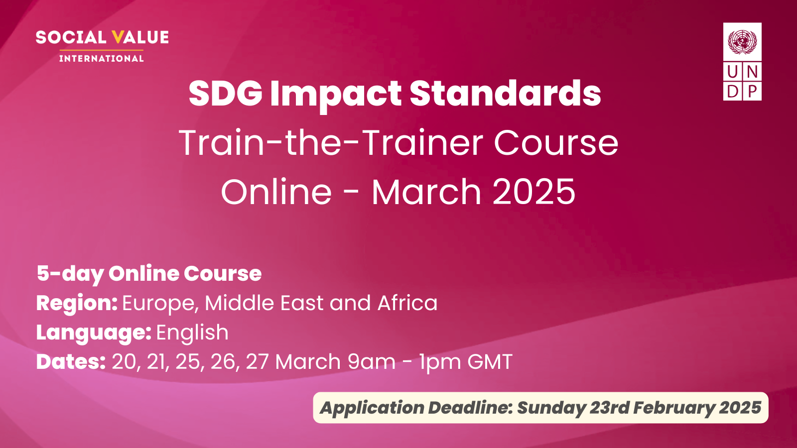 SDG Standard Impacts Train-the-Trainer Course — Social Value International
