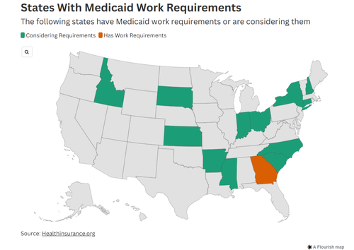Map Shows States With Medicaid Work Requirements as Change Possible ...