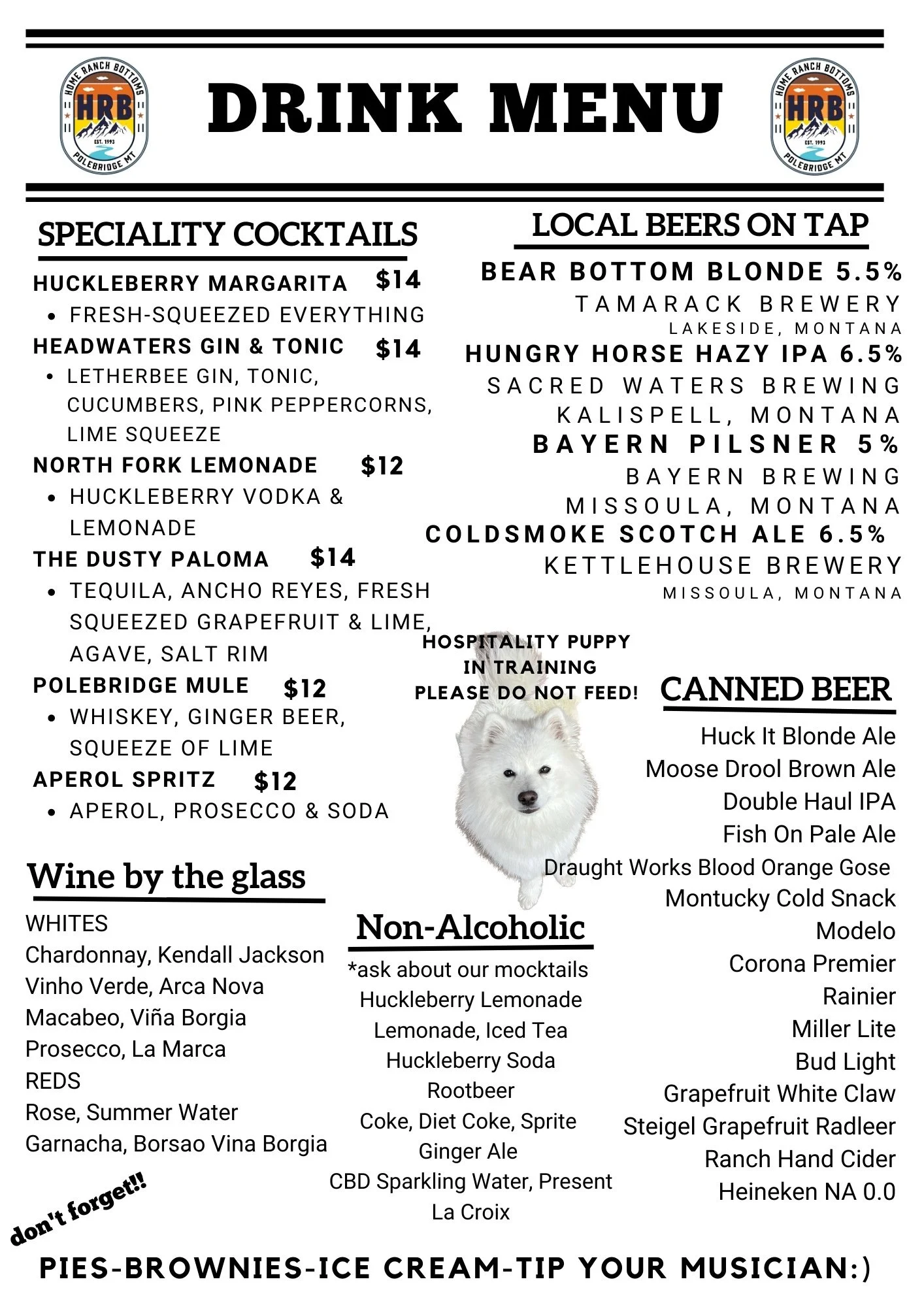 Menu — Home Ranch Bottoms