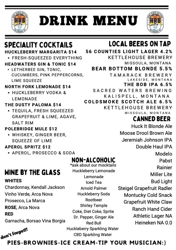 Menu — Home Ranch Bottoms