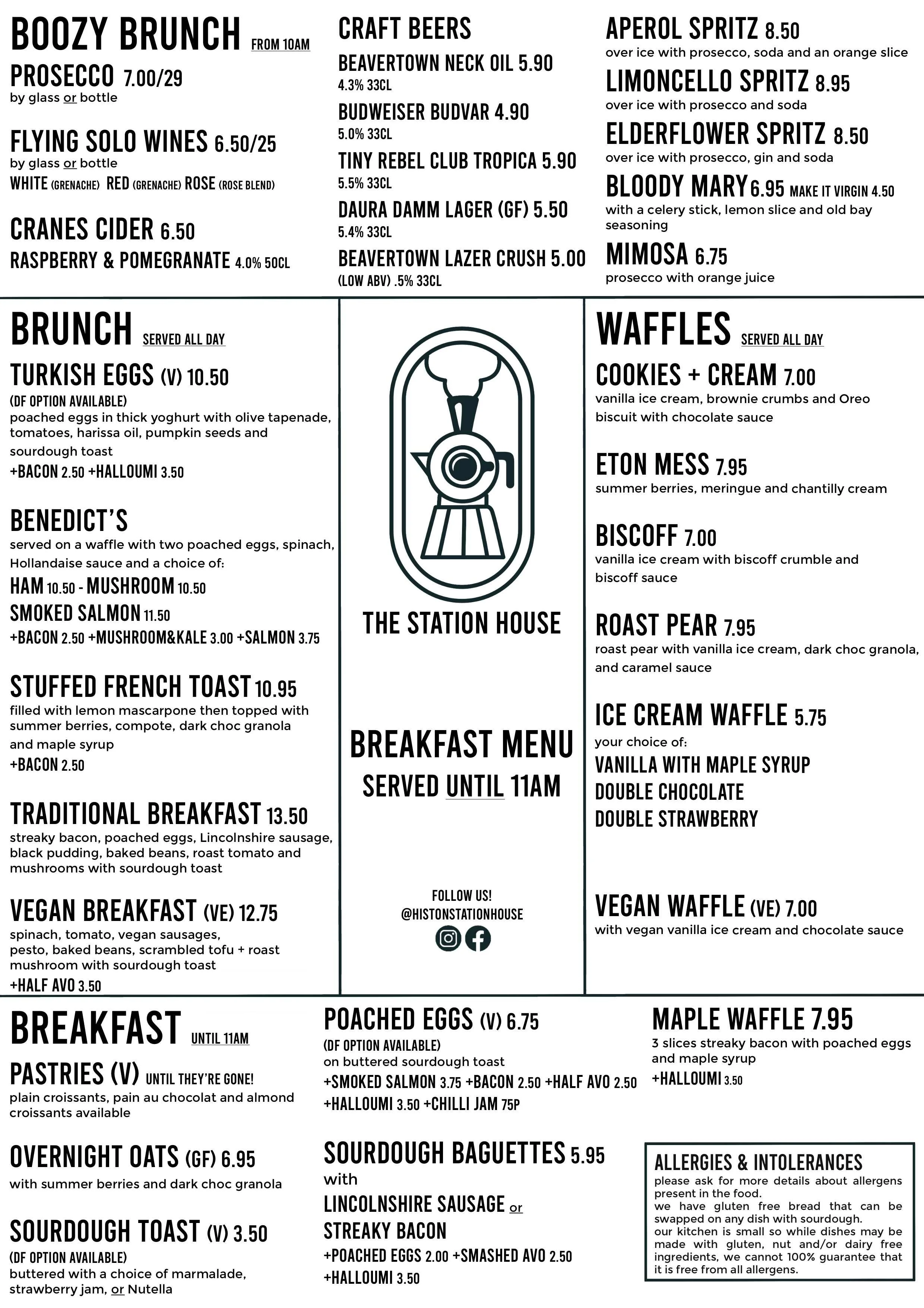 The Station House - Breakfast Menu