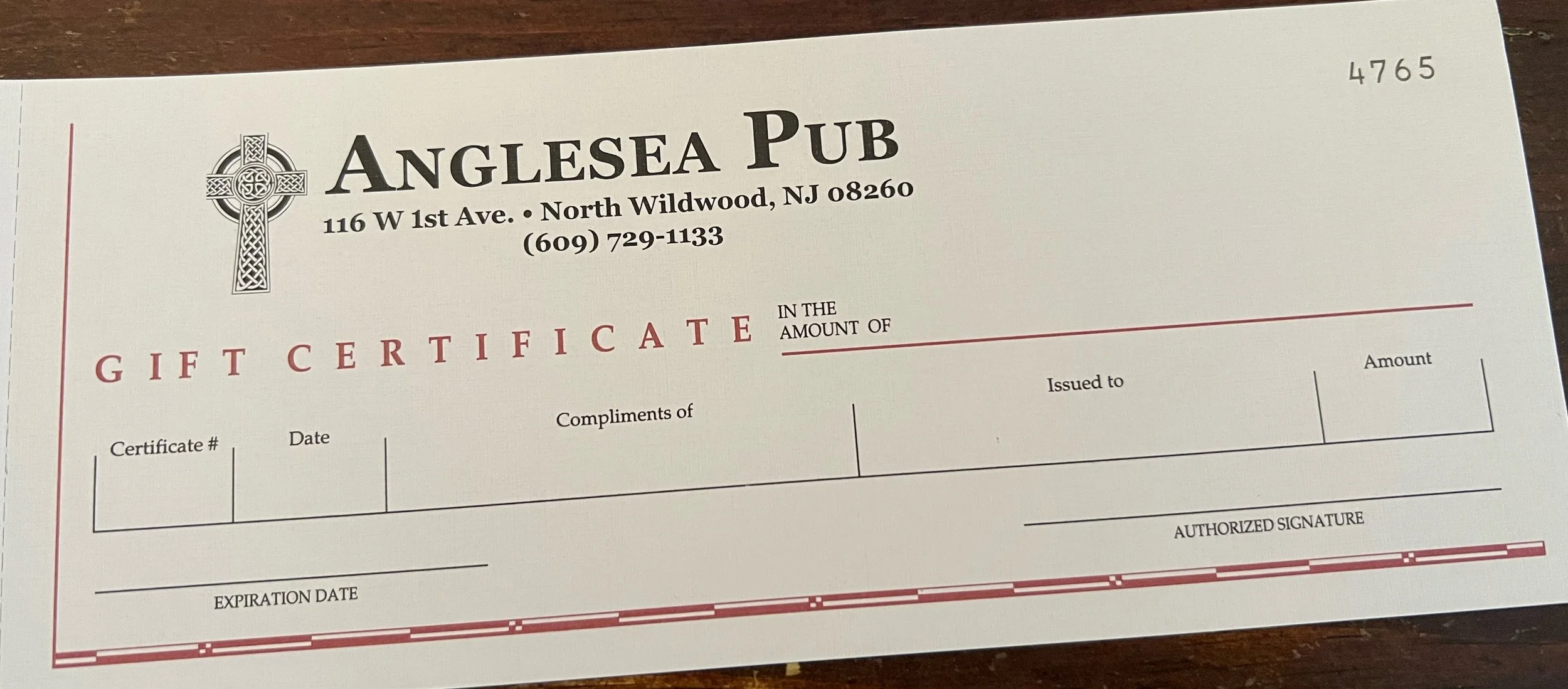 Gift Certificate — Anglesea Pub