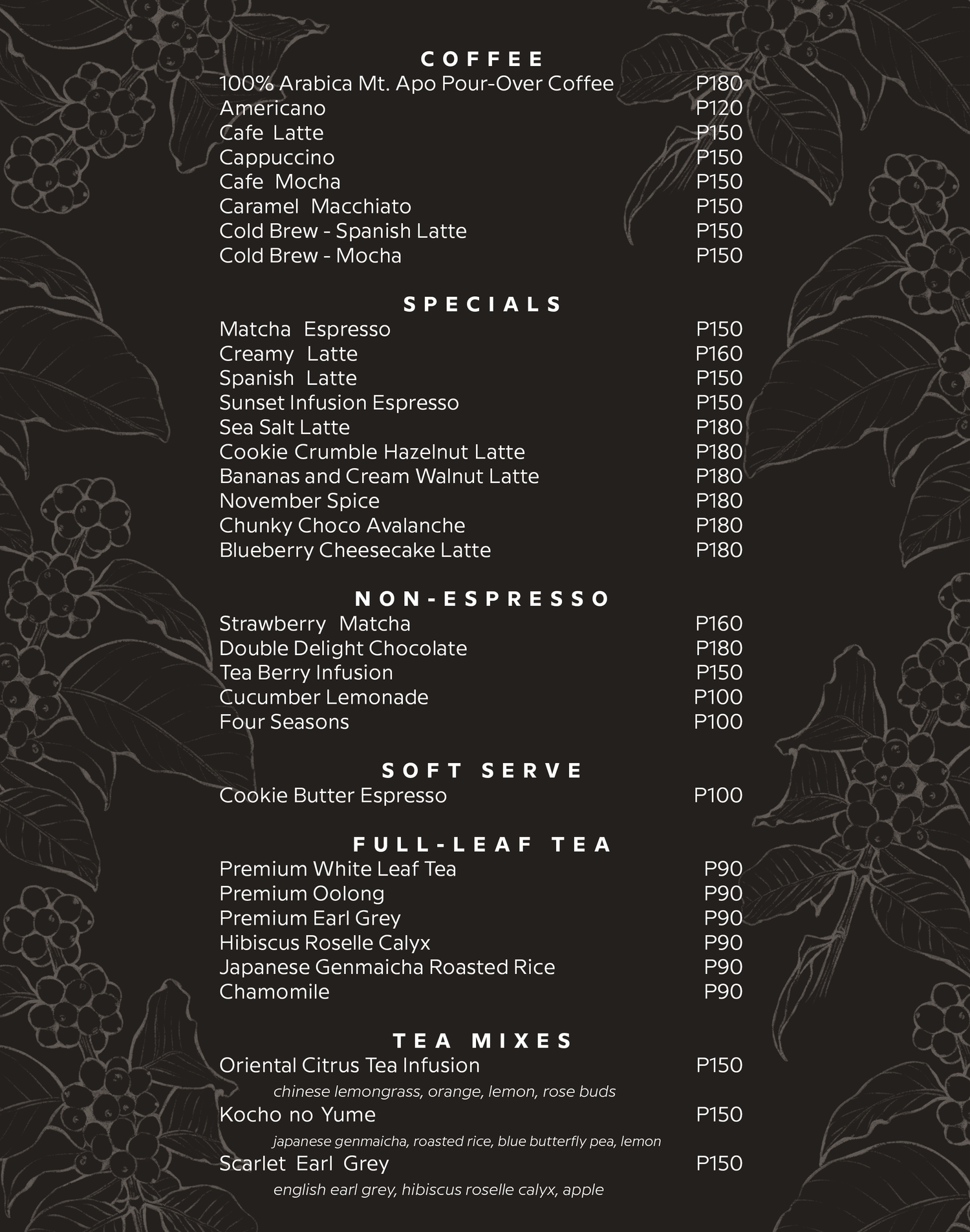 Paramount Coffee MENU — Paramount Coffee