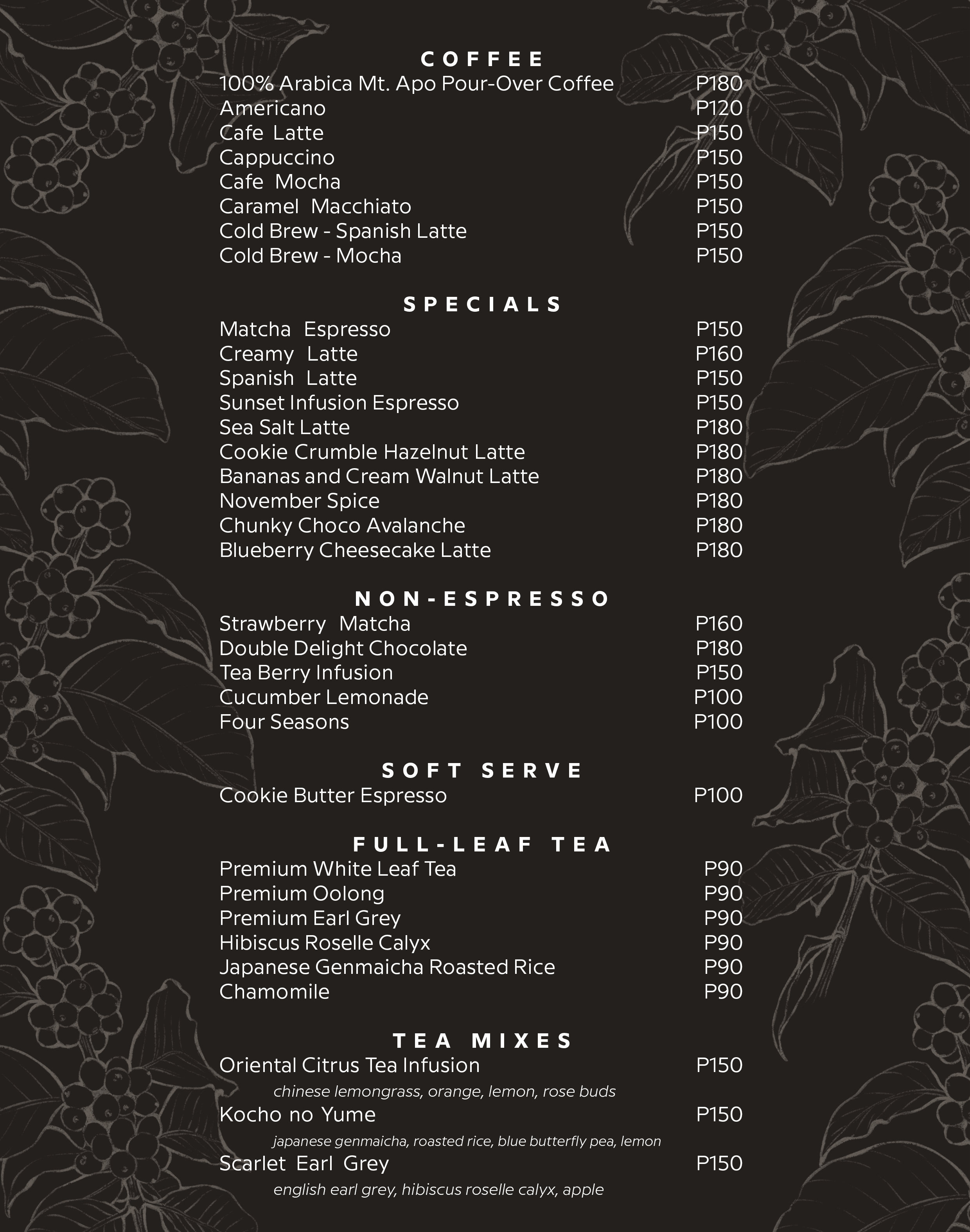 Paramount Coffee MENU — Paramount Coffee
