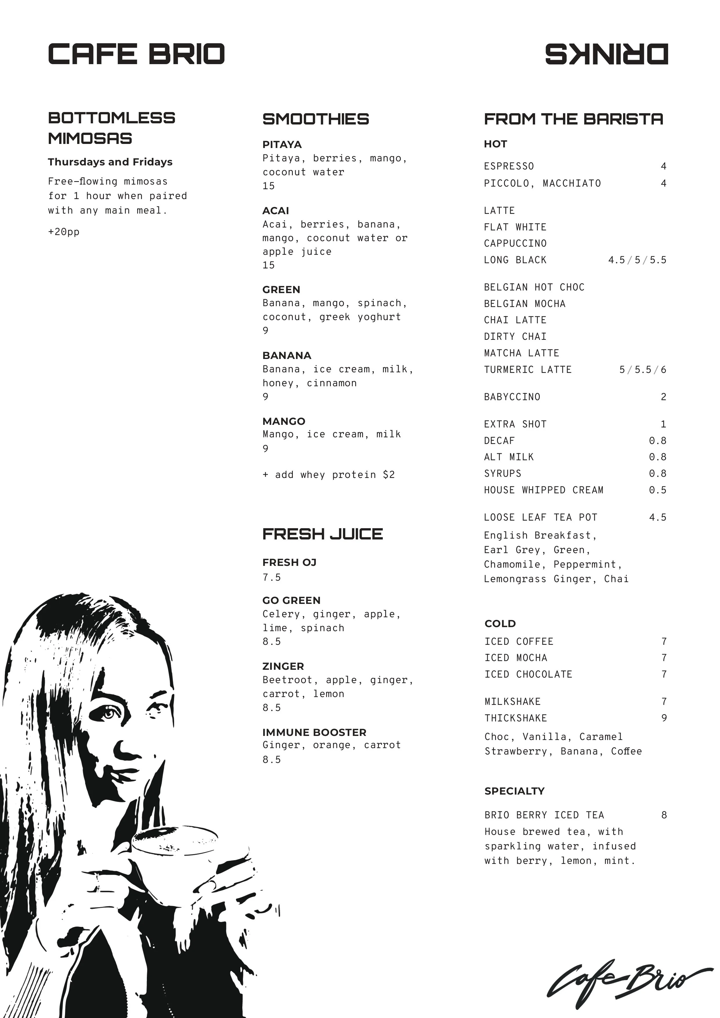 Menu — Cafe Brio