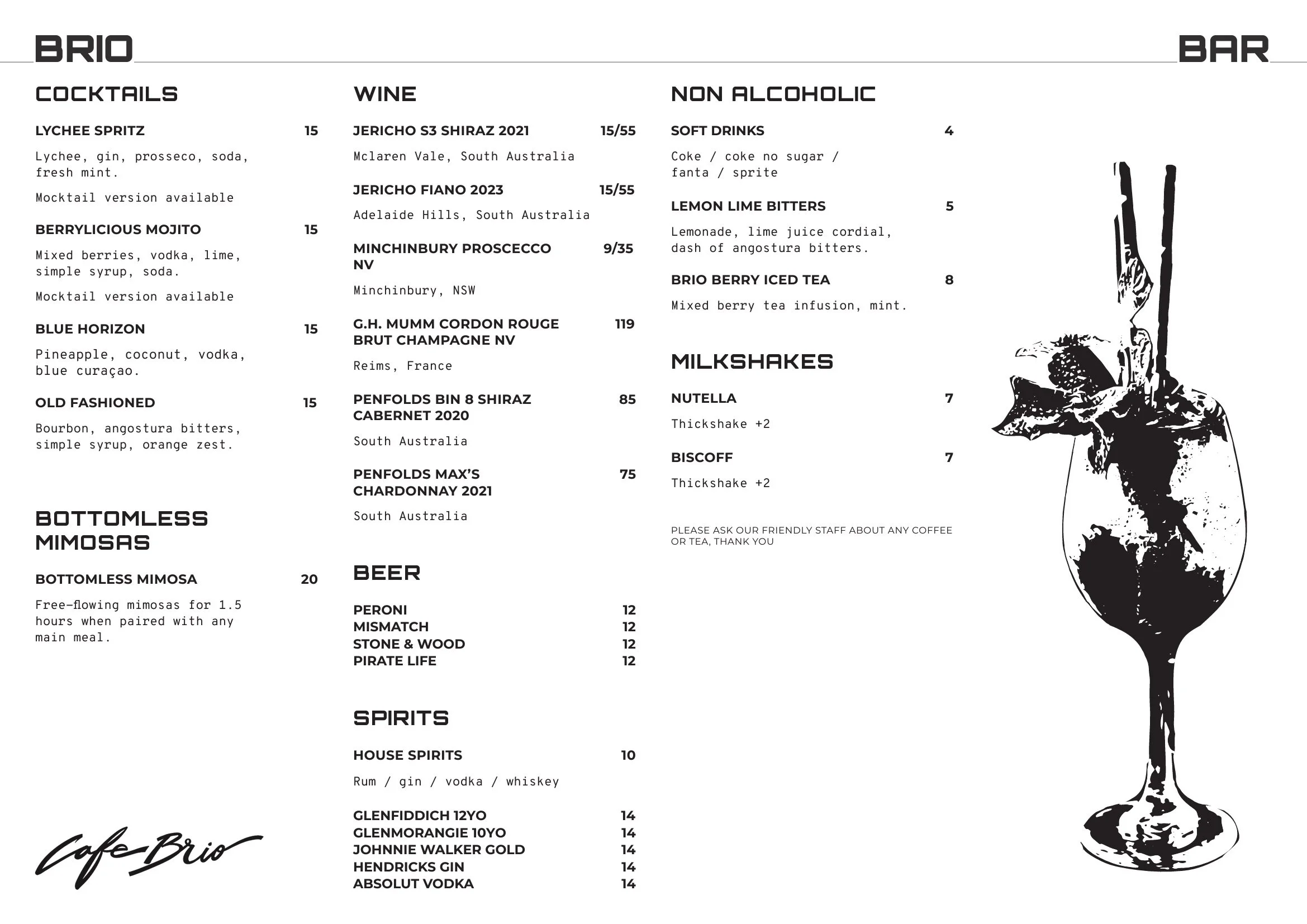 Menu — Cafe Brio