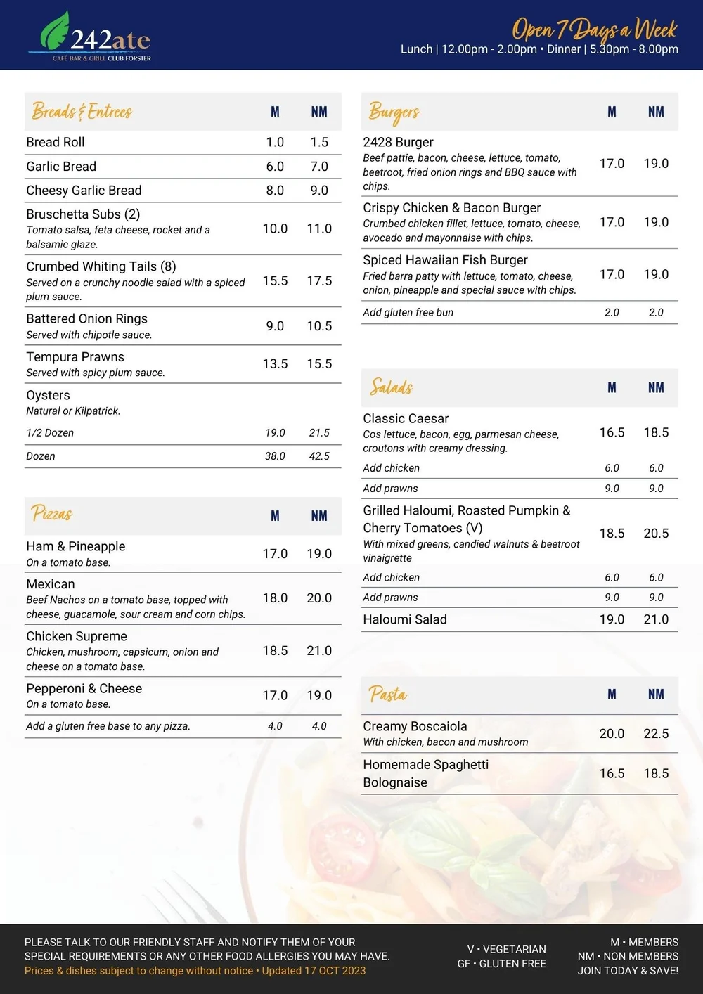 242ate Cafe Bar & Grill — Club Forster