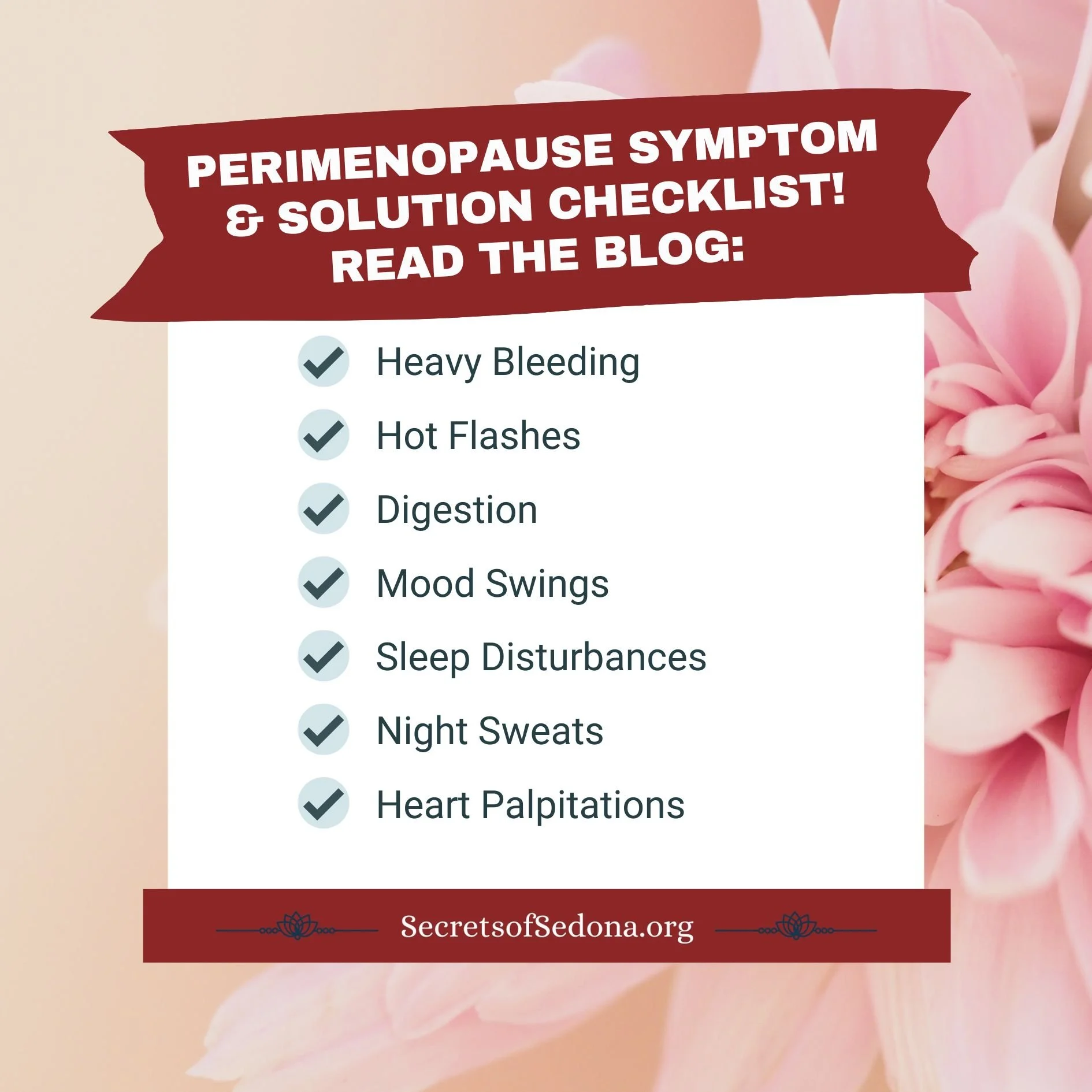 Perimenopause Symptoms and Solutions Checklist! Read the Blog: — Wild ...