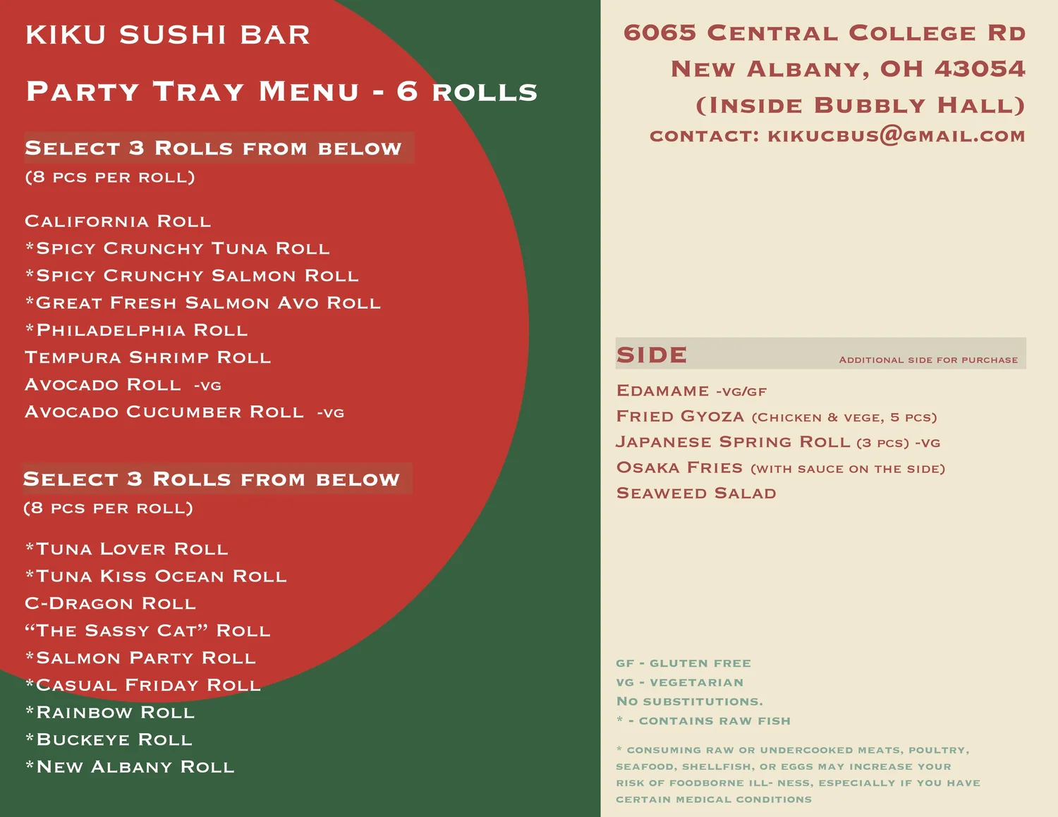 Menu 1 — Kiku Sushi Bar