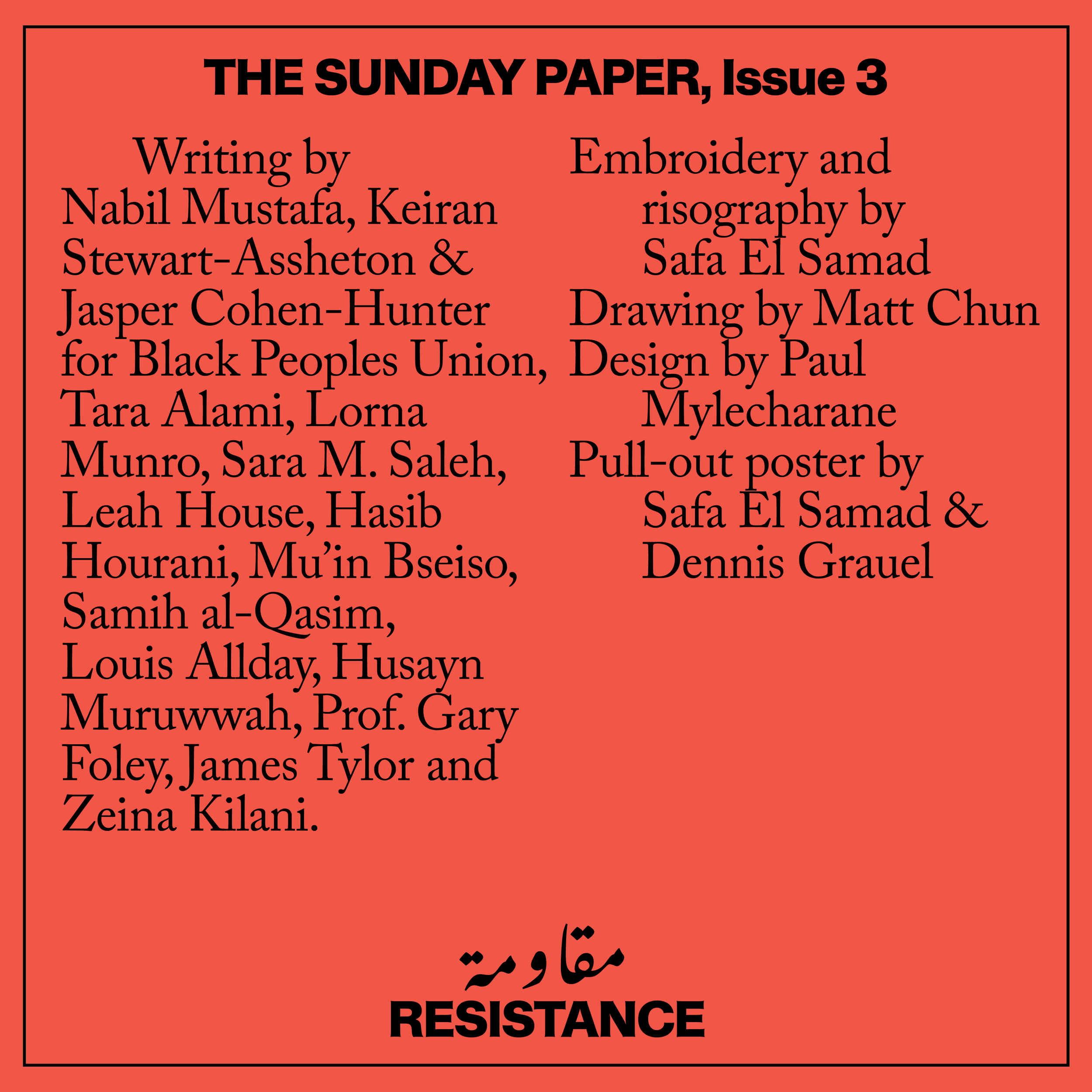 The Sunday Paper, Issue 3: Resistance — The Sunday Paper