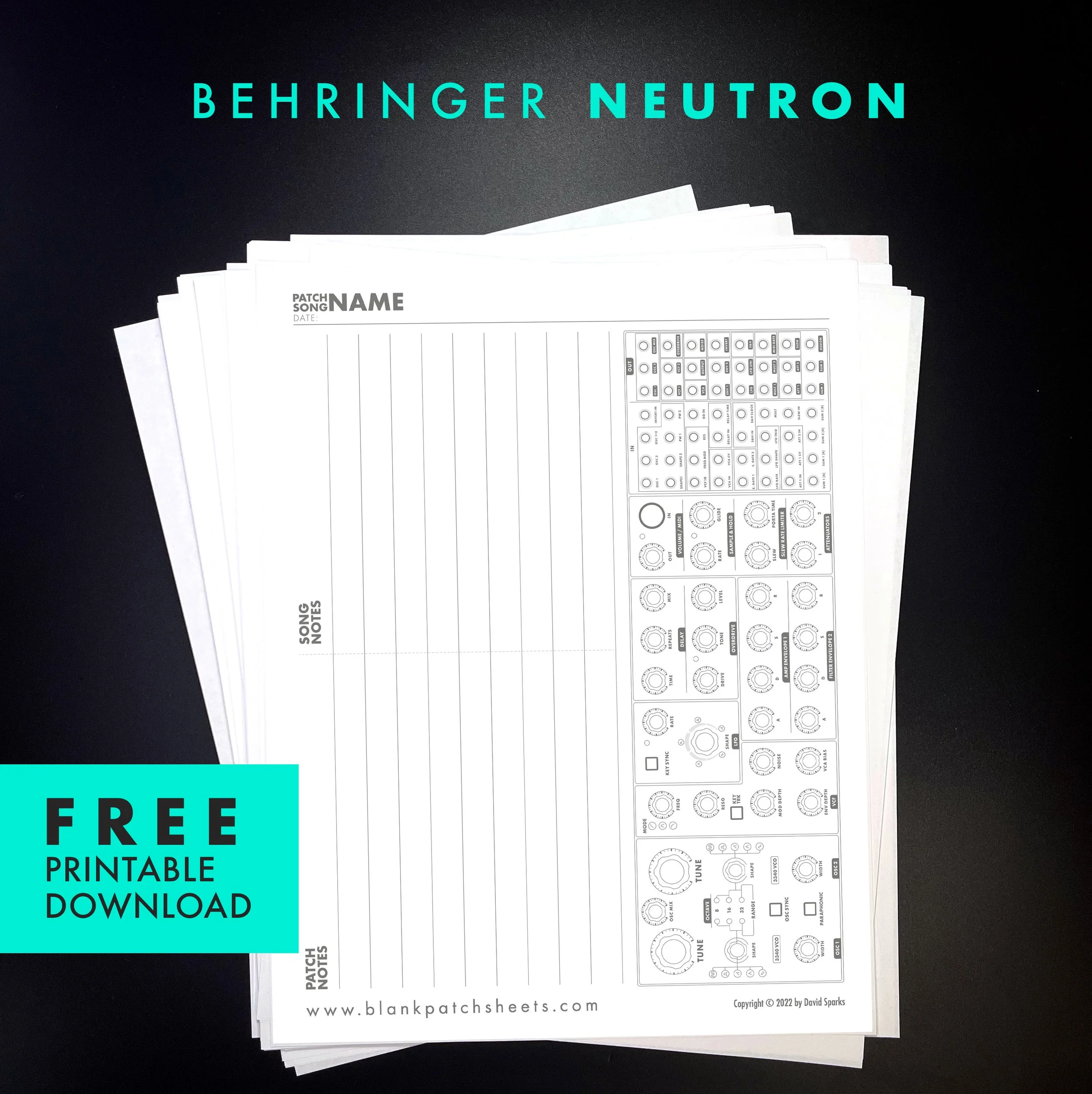 Behringer Neutron Blank Patch Sheets Notebook + FREE Printable ...