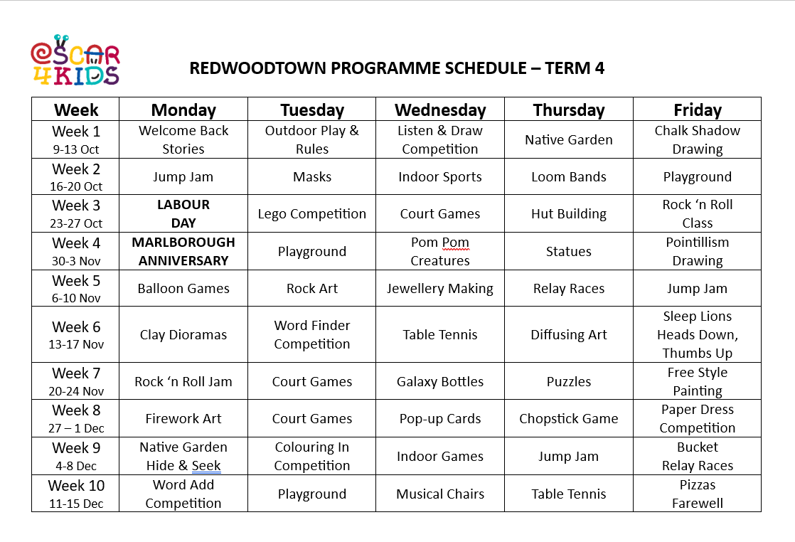 Programme Schedules — OSCAR 4 KIDS