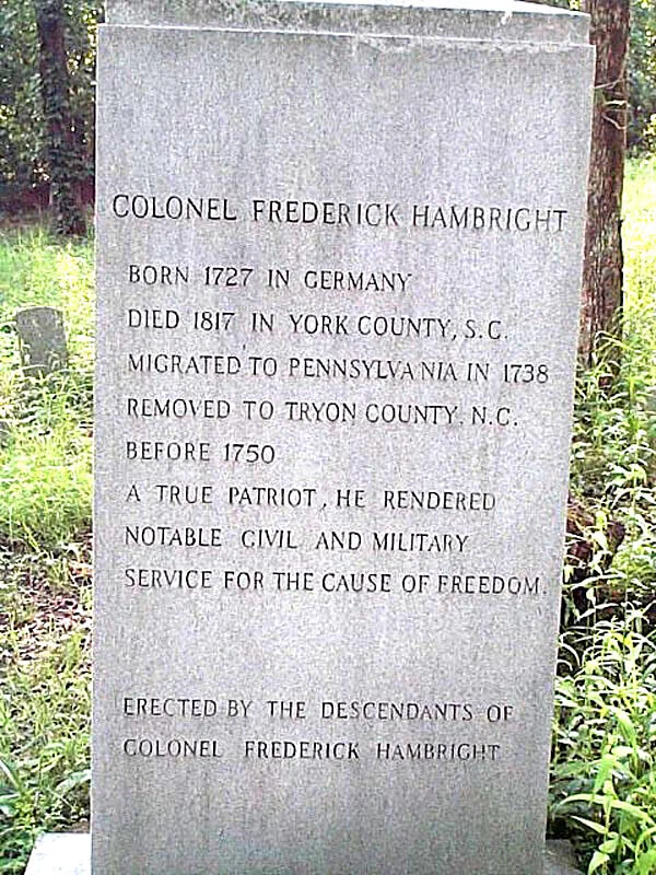 Early Shiloh Church Cemetery — Col. Frederick Hambright Family