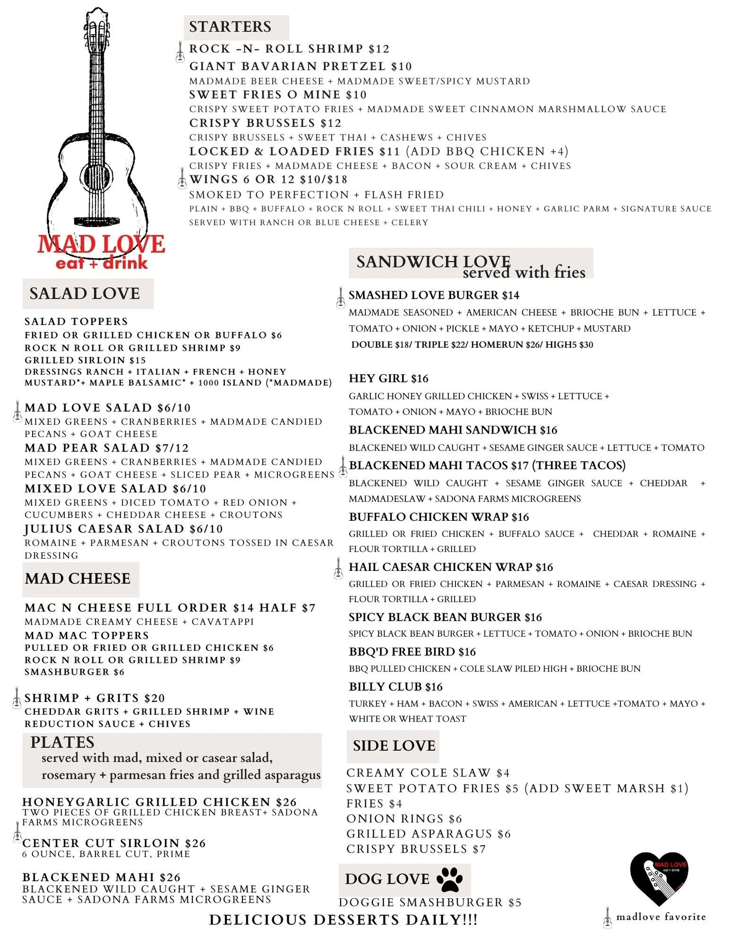 Menu — MAD LOVE eat + drink