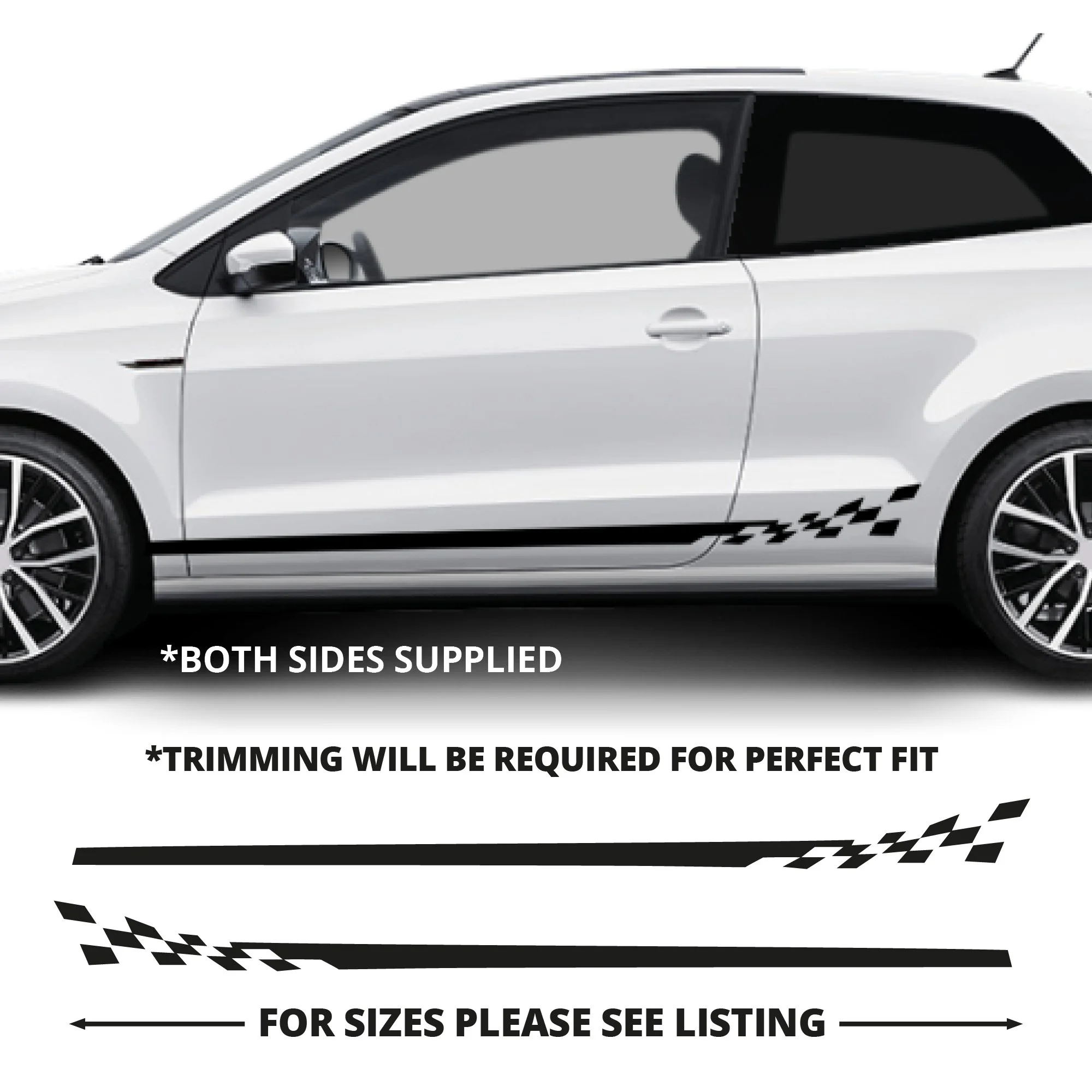 VW POLO SOLID TO CHECK WARPED STRIPES STICKERS — LIMITLESS STICKERS