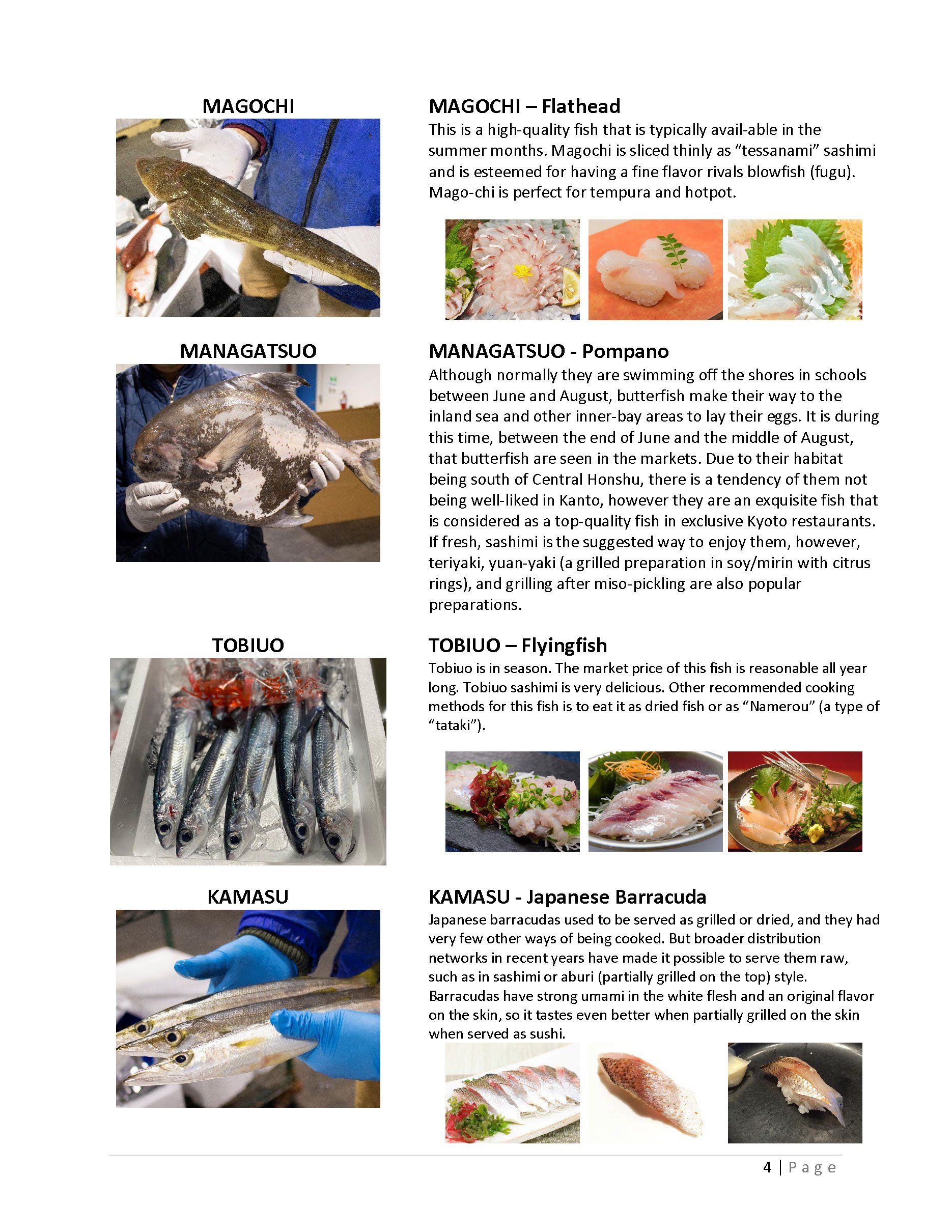 Seasonal Japanese Fish List — OCEAN WAVES PRODUCTS, INC