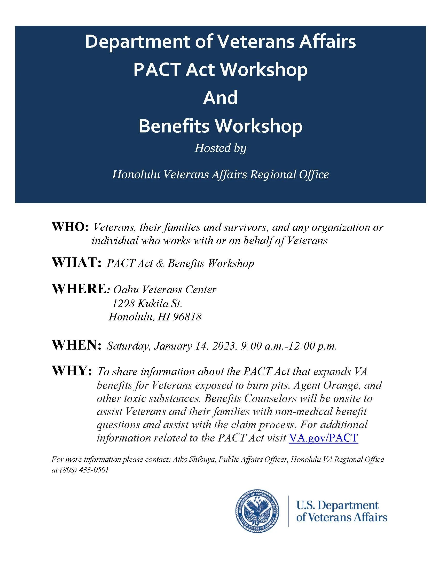 Veteran's Events Calendar — The Oahu Veterans Council and Center