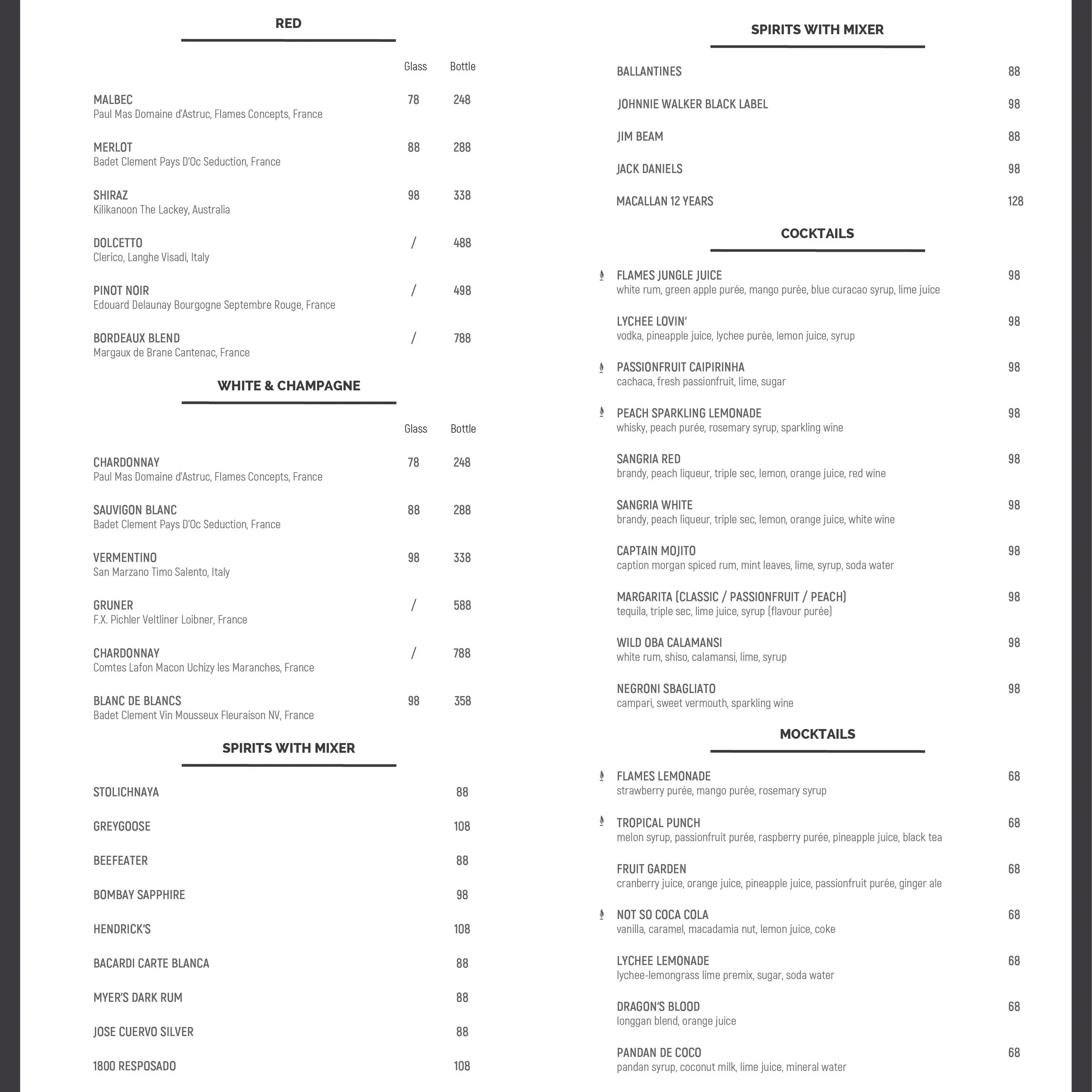 Flames | Contemporary Australian Casual Dining Restaurant & Café