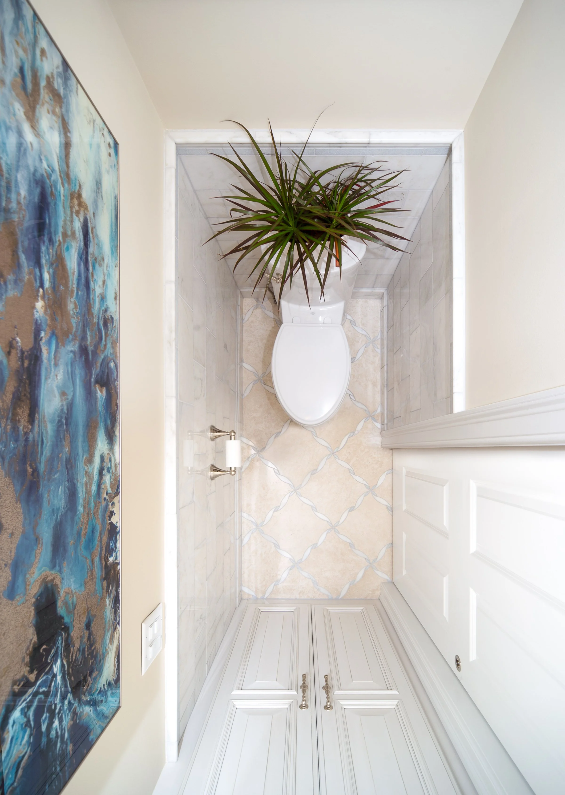 A photo gallery of a marble bathroom remodeled by Goedecke Design ...
