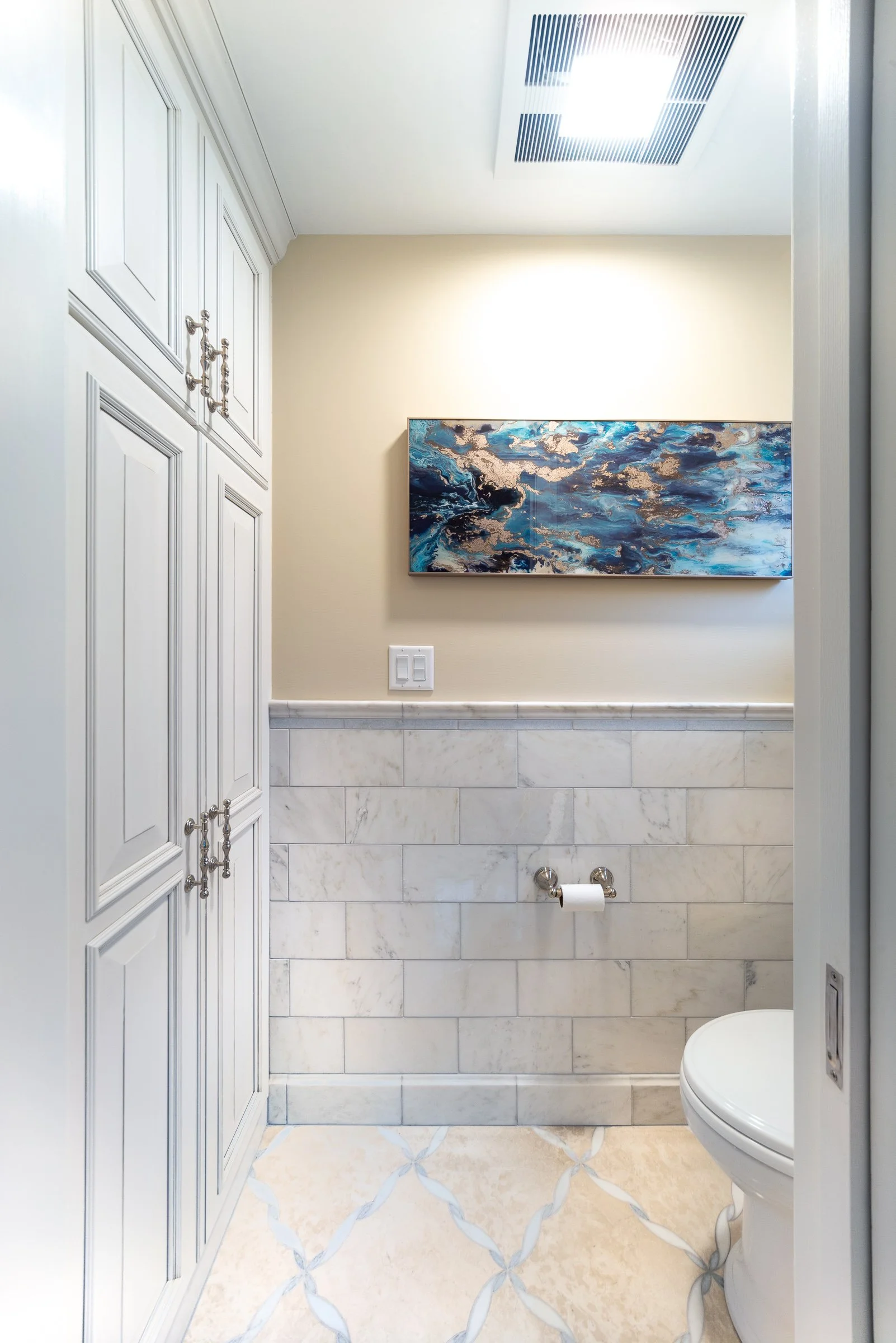 A photo gallery of a marble bathroom remodeled by Goedecke Design ...