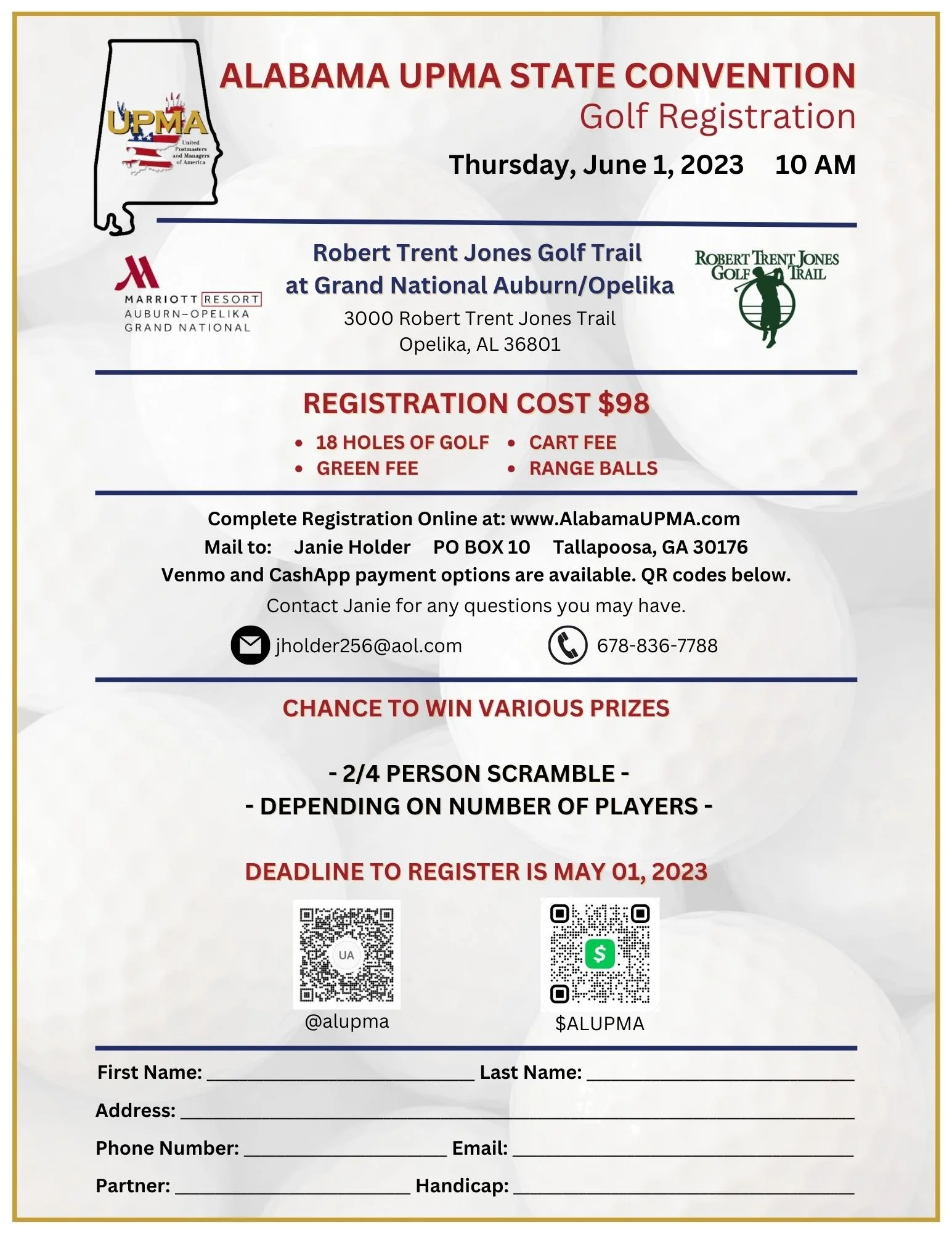 Alabama UPMA Golf Registration — Alabama UPMA