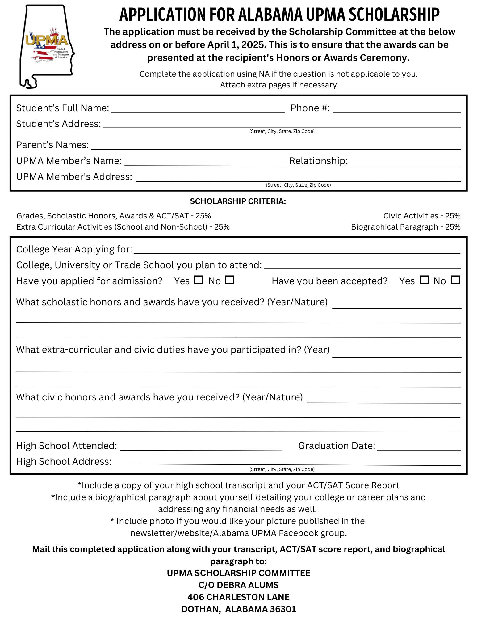 Scholarship — Alabama UPMA