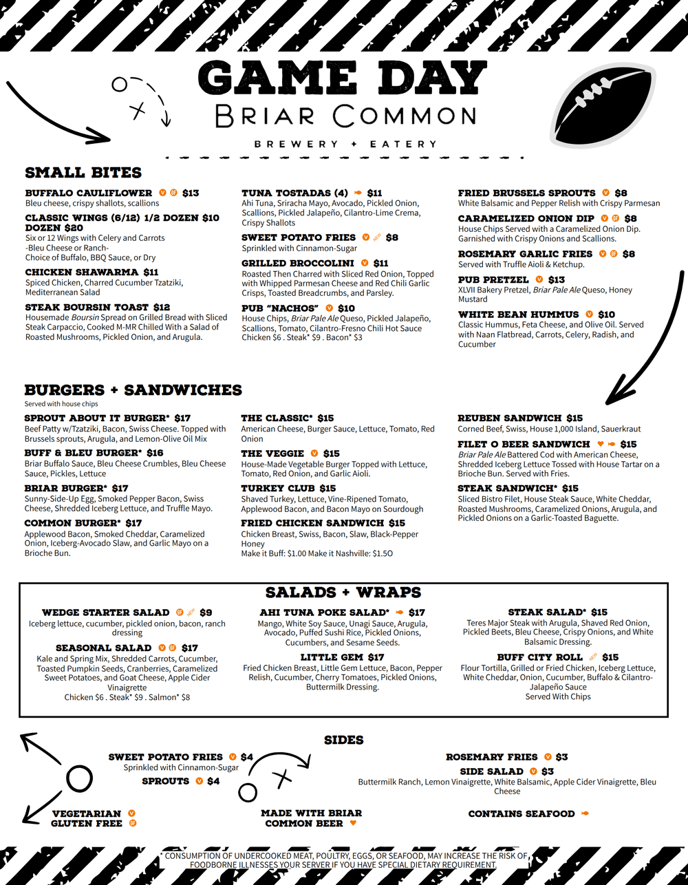 GAME DAY — Briar Common Brewery + Eatery