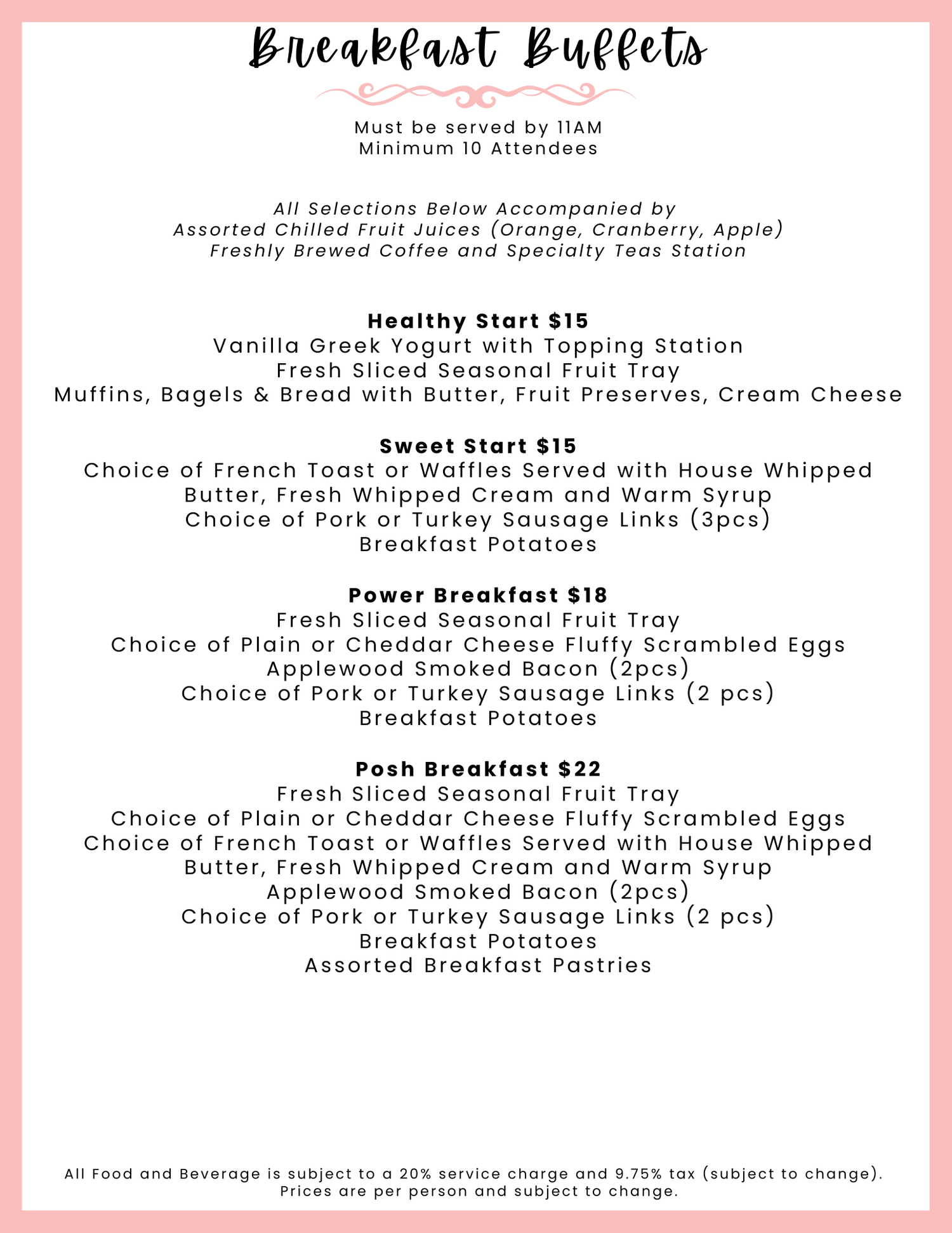 Catering Menus — Posh Banquets & Event Center